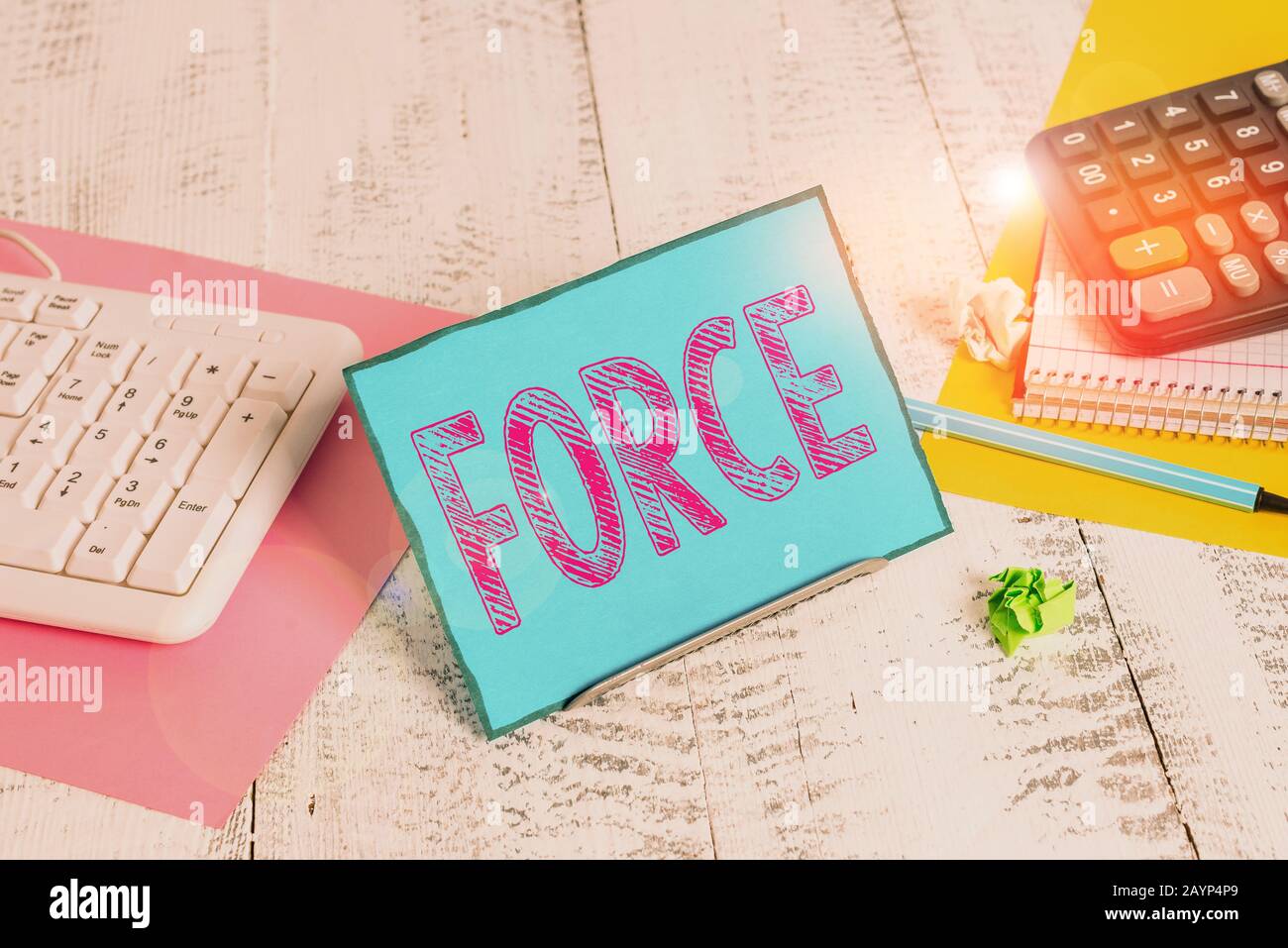 Writing note showing Force. Business concept for strength or energy as ...