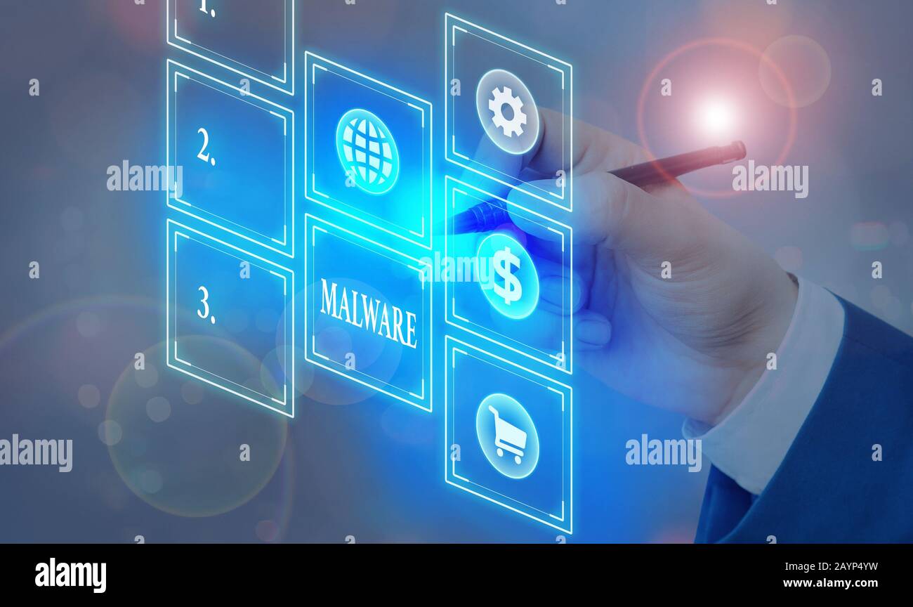 Text sign showing Malware. Business photo showcasing malicious software ...