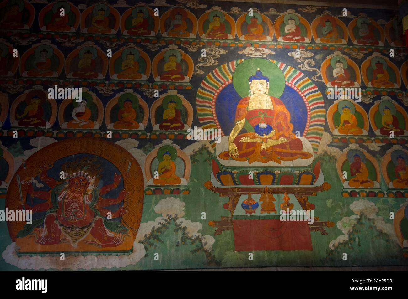 Wall paintings inside of eastern Zuu temple, part of the Erdene Zuu ...