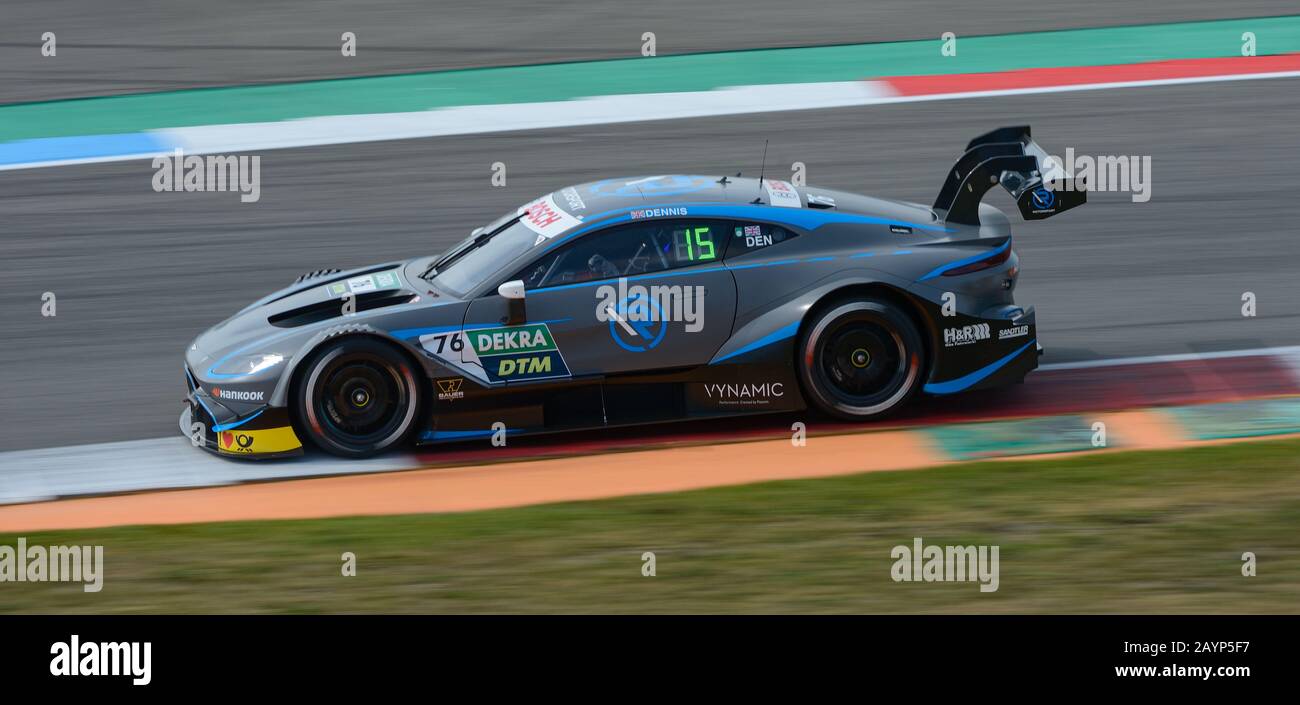 British racing driver Jake Dennis in his Aston Martin Vantage DTM car ...
