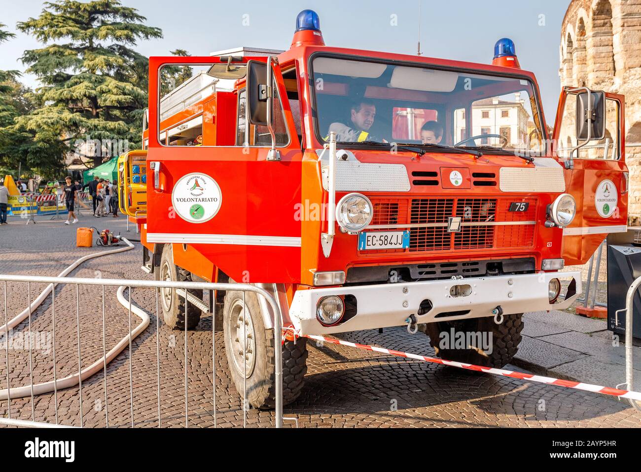 20 OCTOBER 2018, VERONA, ITALY: fire engine truck at the city street ...