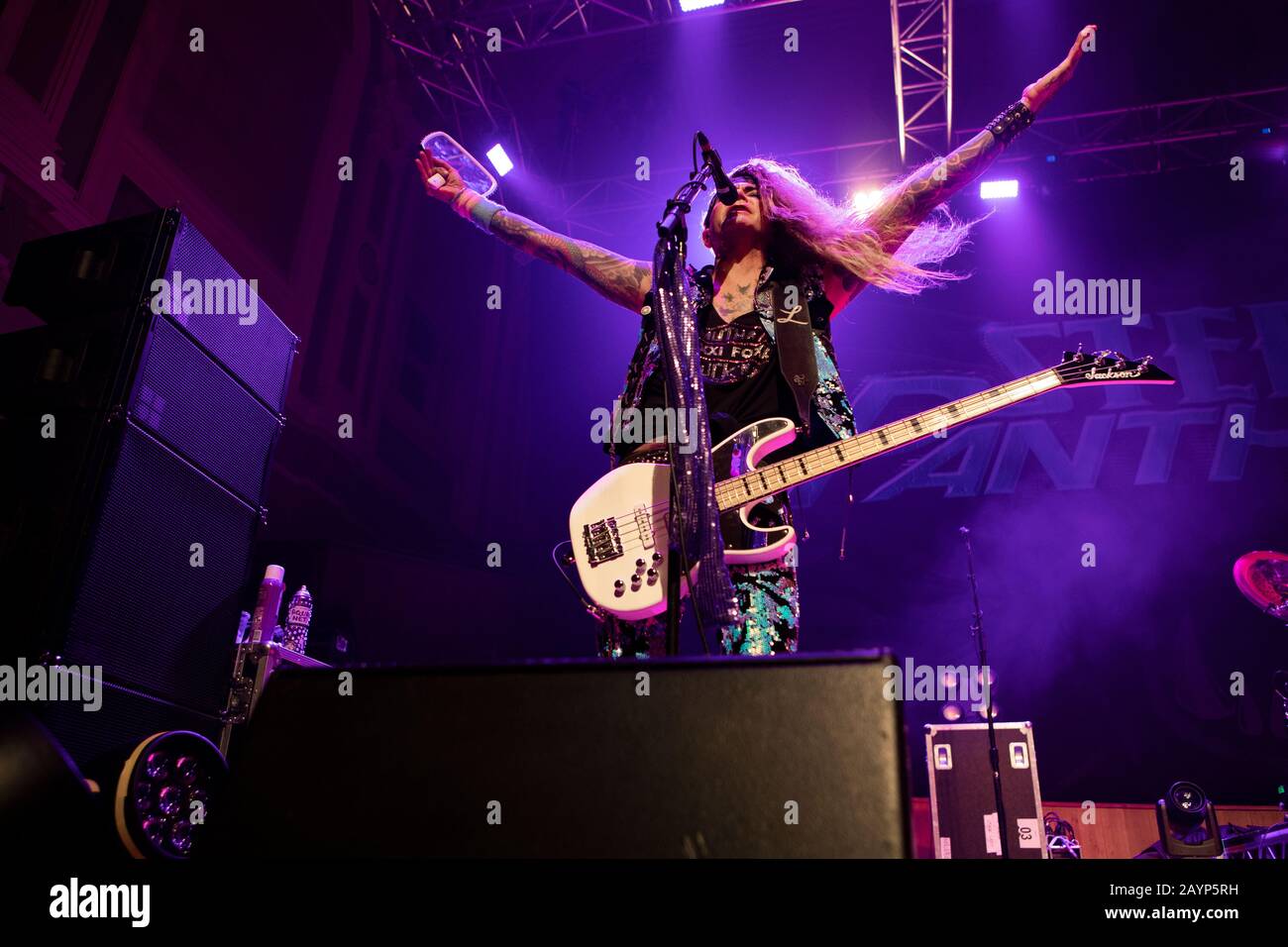 Lexxi Foxx of Glam-Metal Act Steel Panther performs live on stage ...