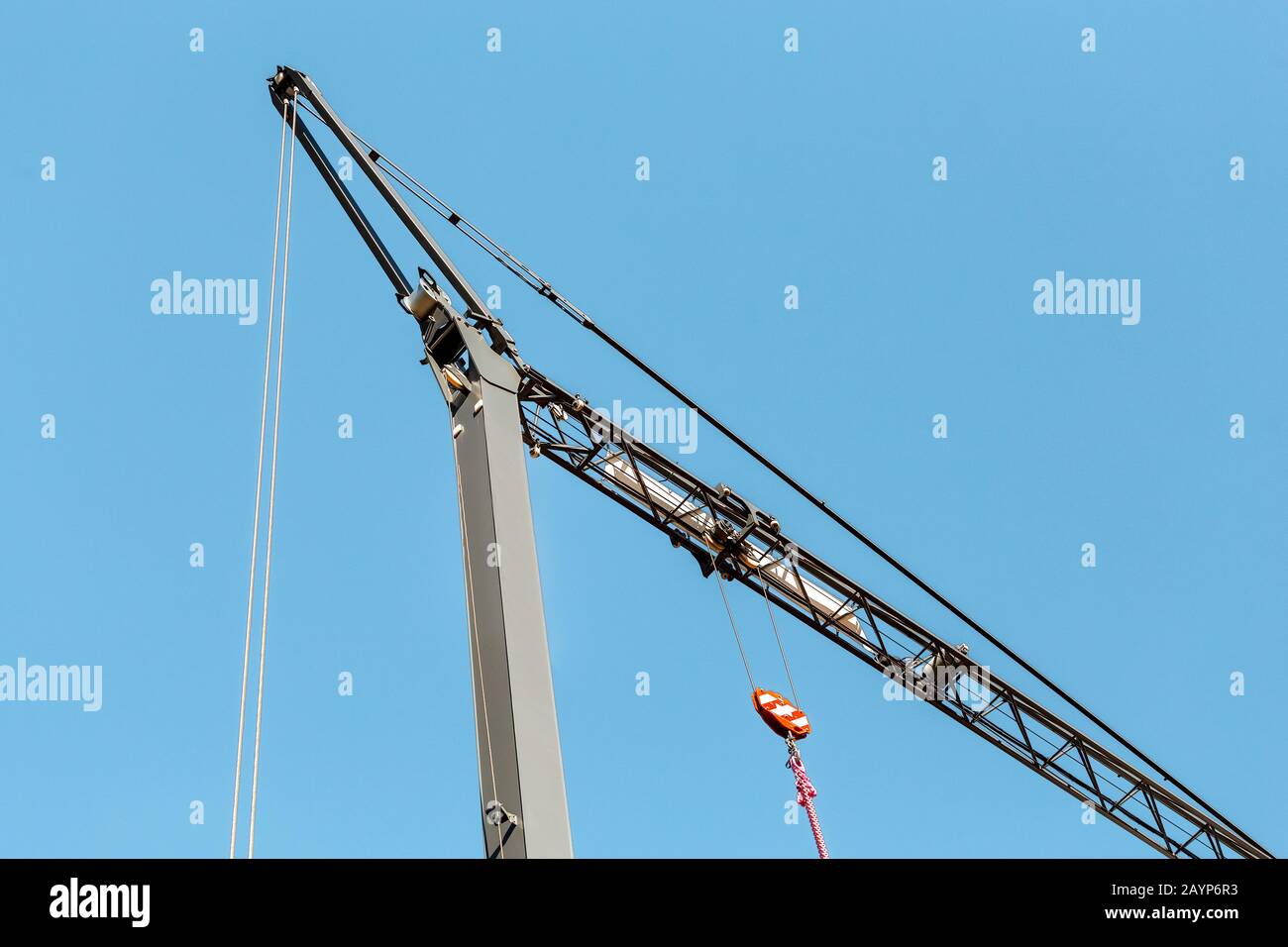 Close-up view of a modern small construction crane Stock Photo - Alamy