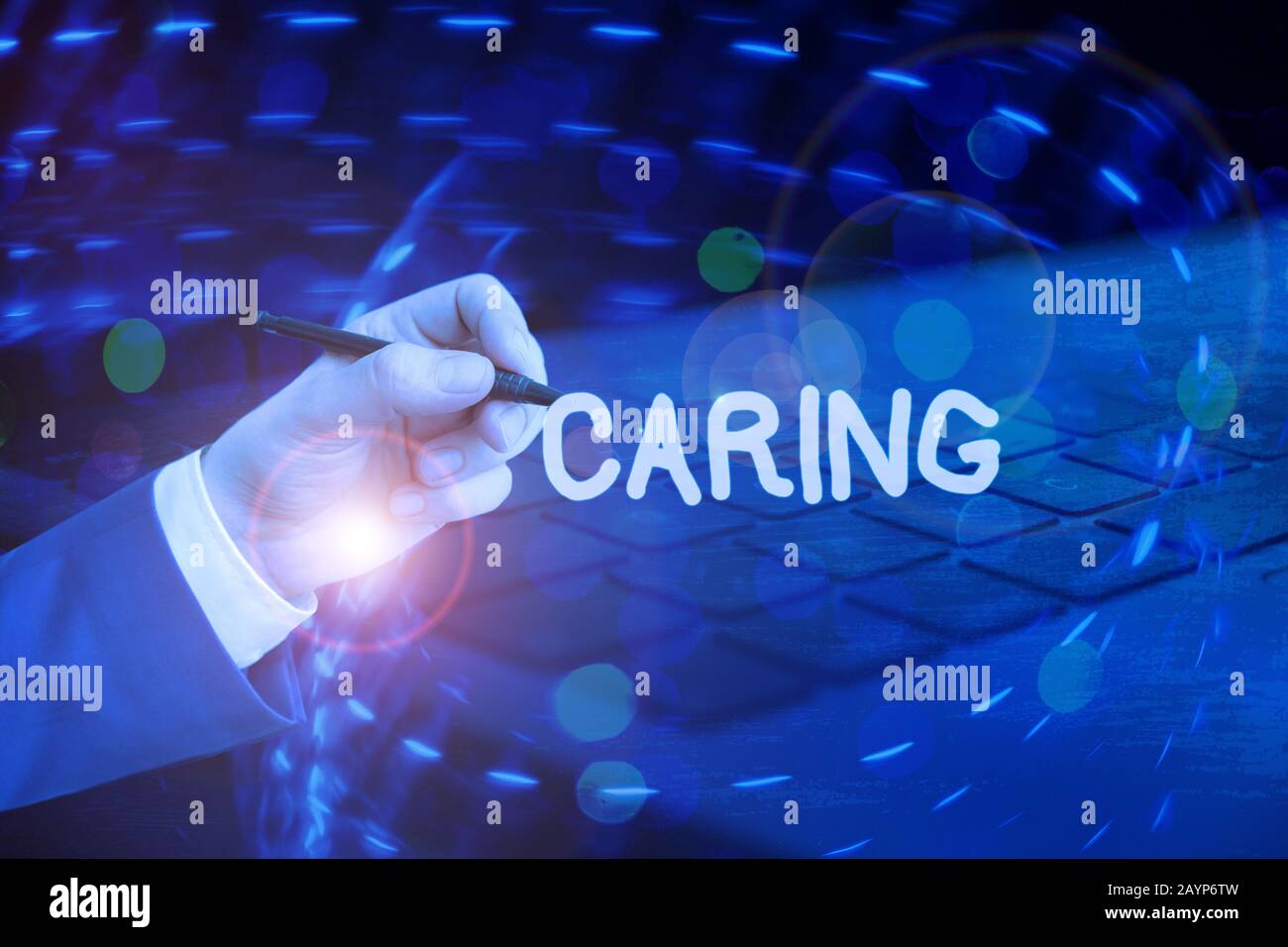 Handwriting text writing Caring. Conceptual photo practice of looking ...