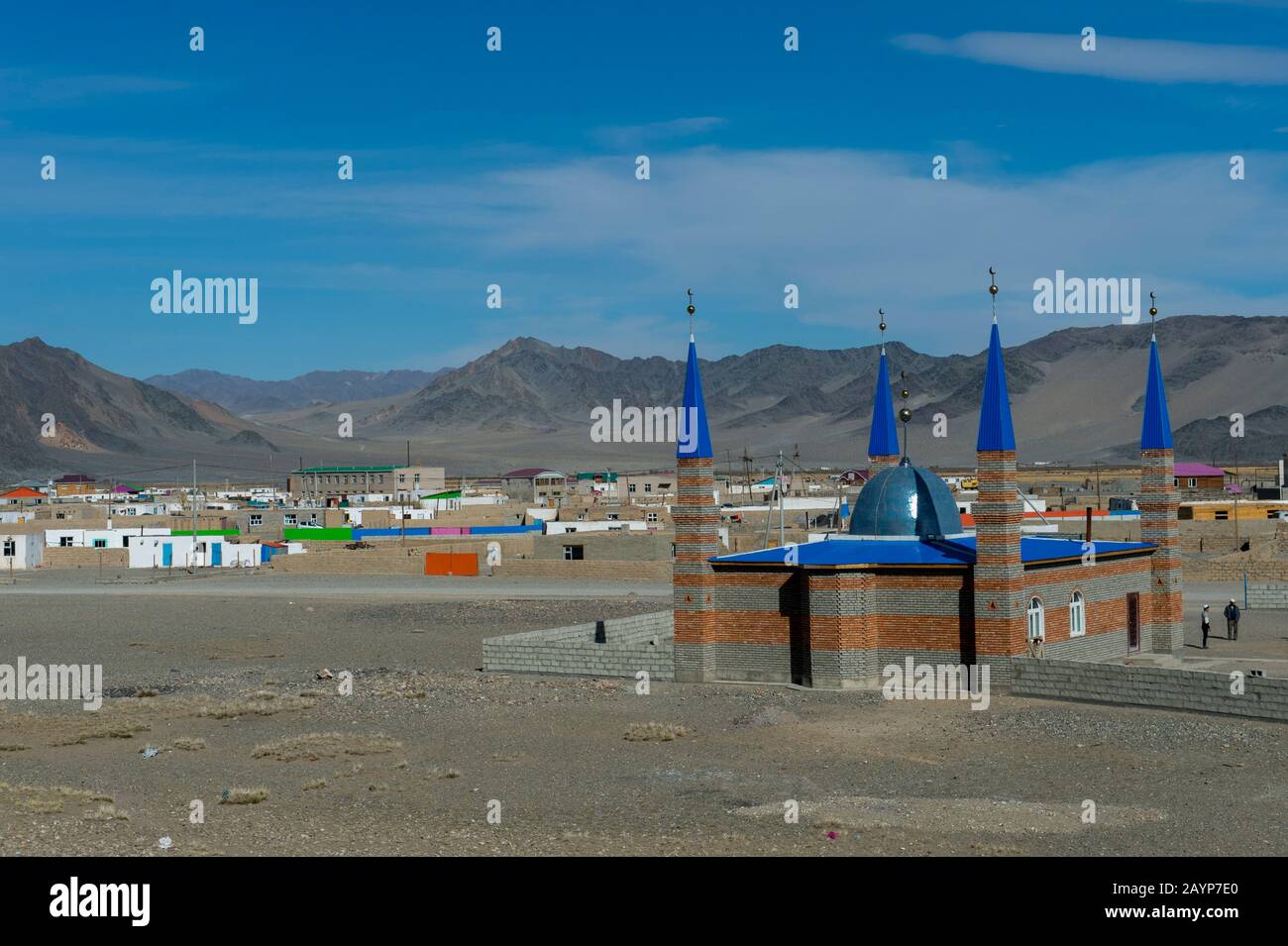 A new mosque at the outskirts of the city of Ulgii (Ölgii) in the Bayan ...