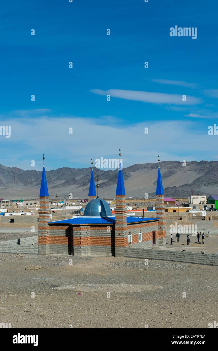 A new mosque at the outskirts of the city of Ulgii (Ölgii) in the Bayan ...