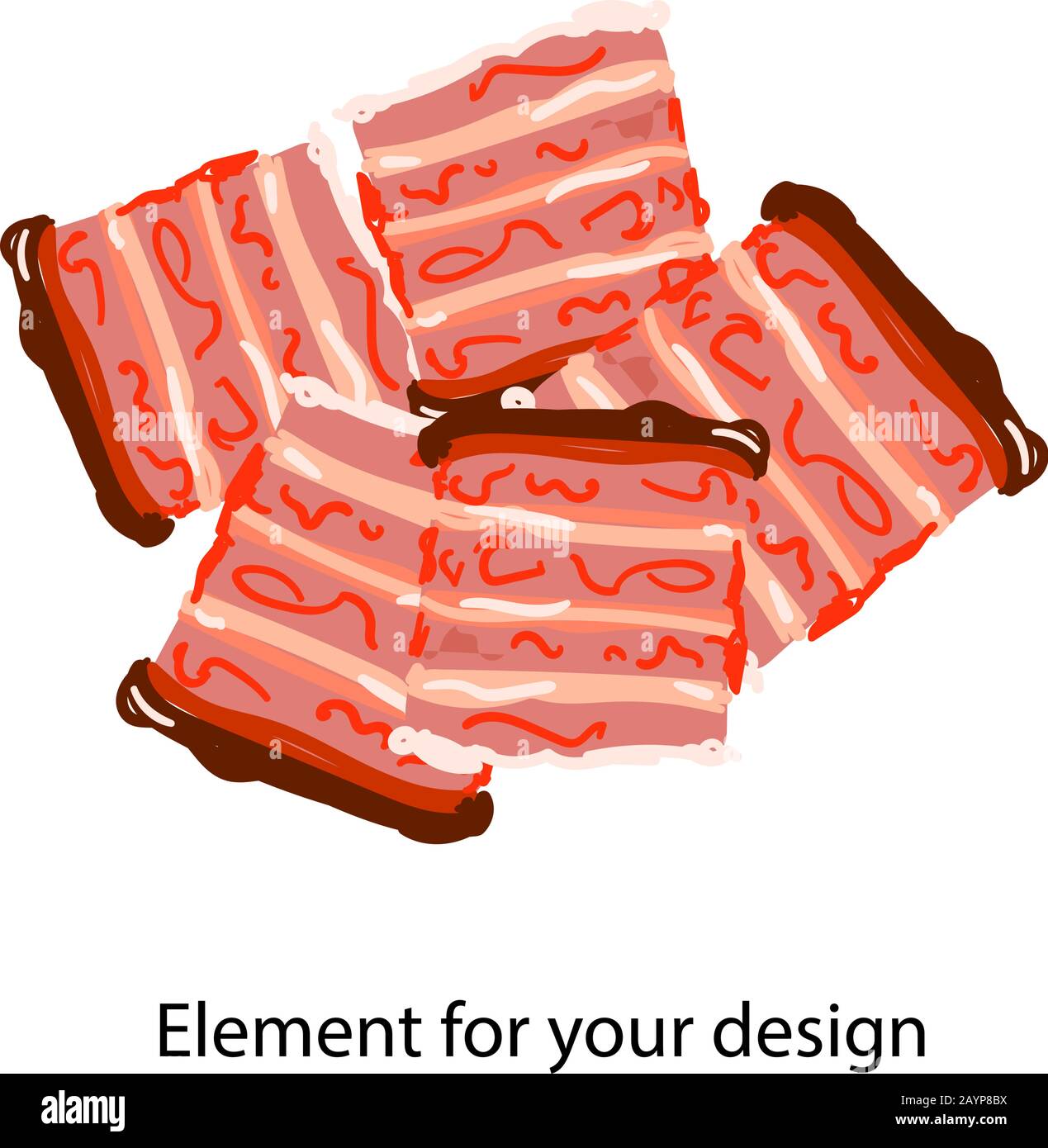 Sliced Bacon. A piece of meat. Ingredient for dishes. vector ...