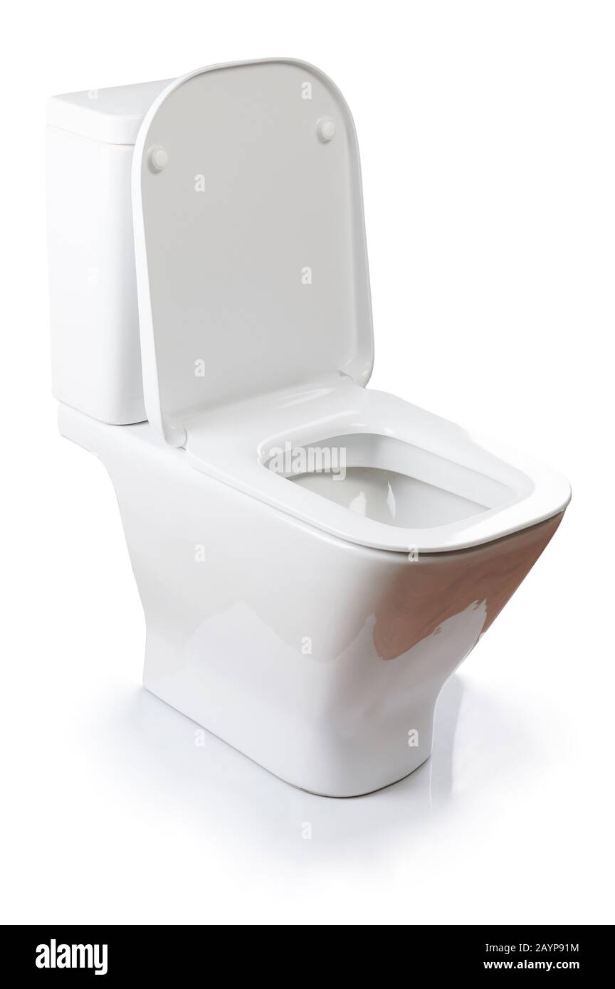 Open white ceramic toilet isolated isometric view Stock Photo - Alamy
