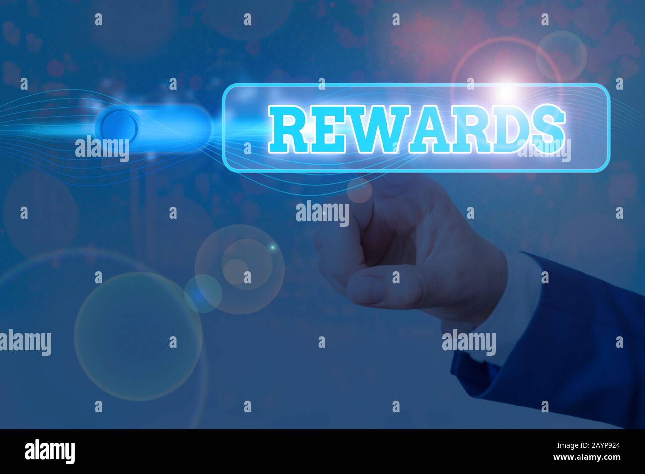 Handwriting text Rewards. Conceptual photo Given in recognition of ...