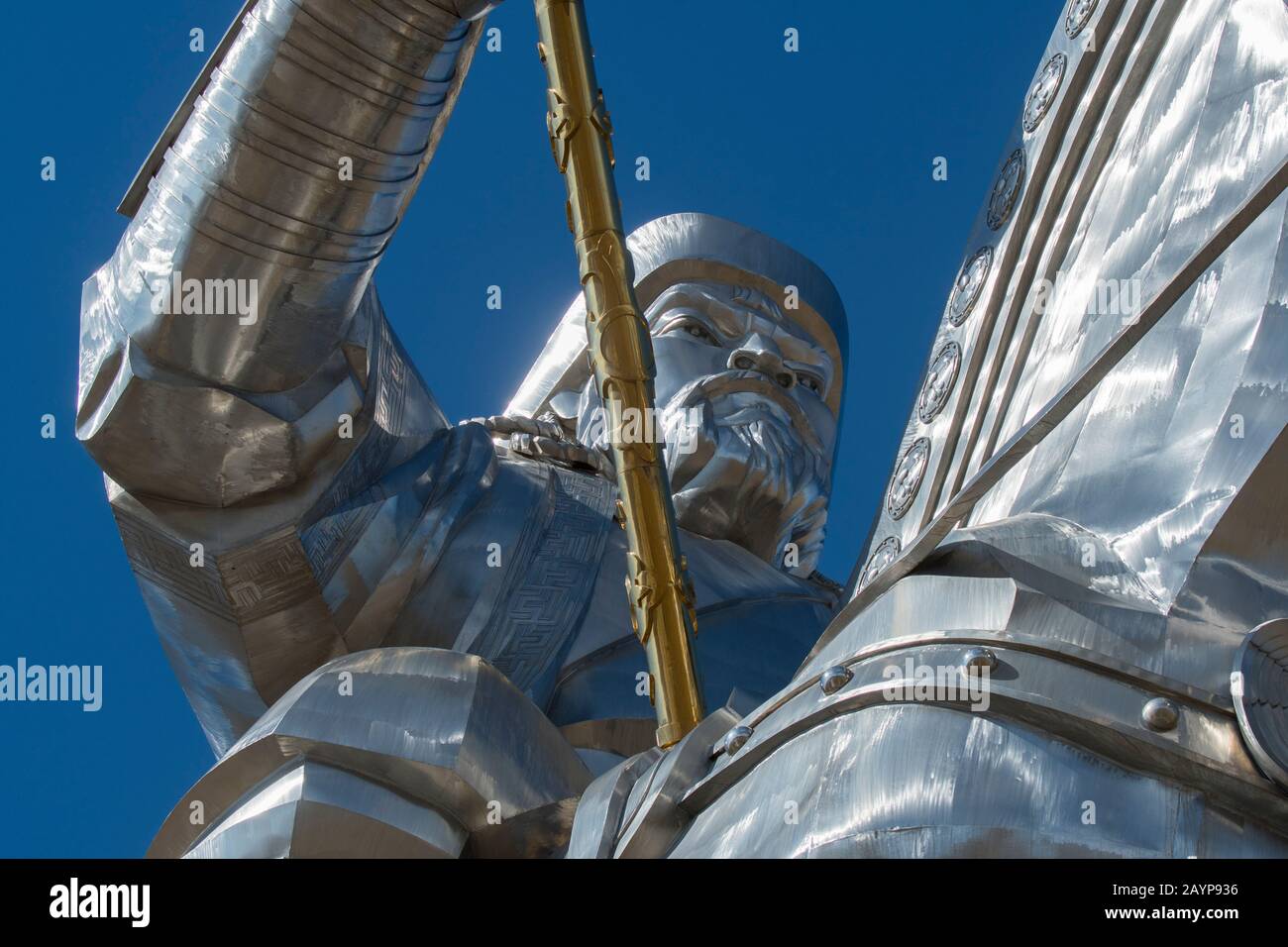 Close-up of the Genghis Khan Equestrian Statue (130 feet tall), which ...