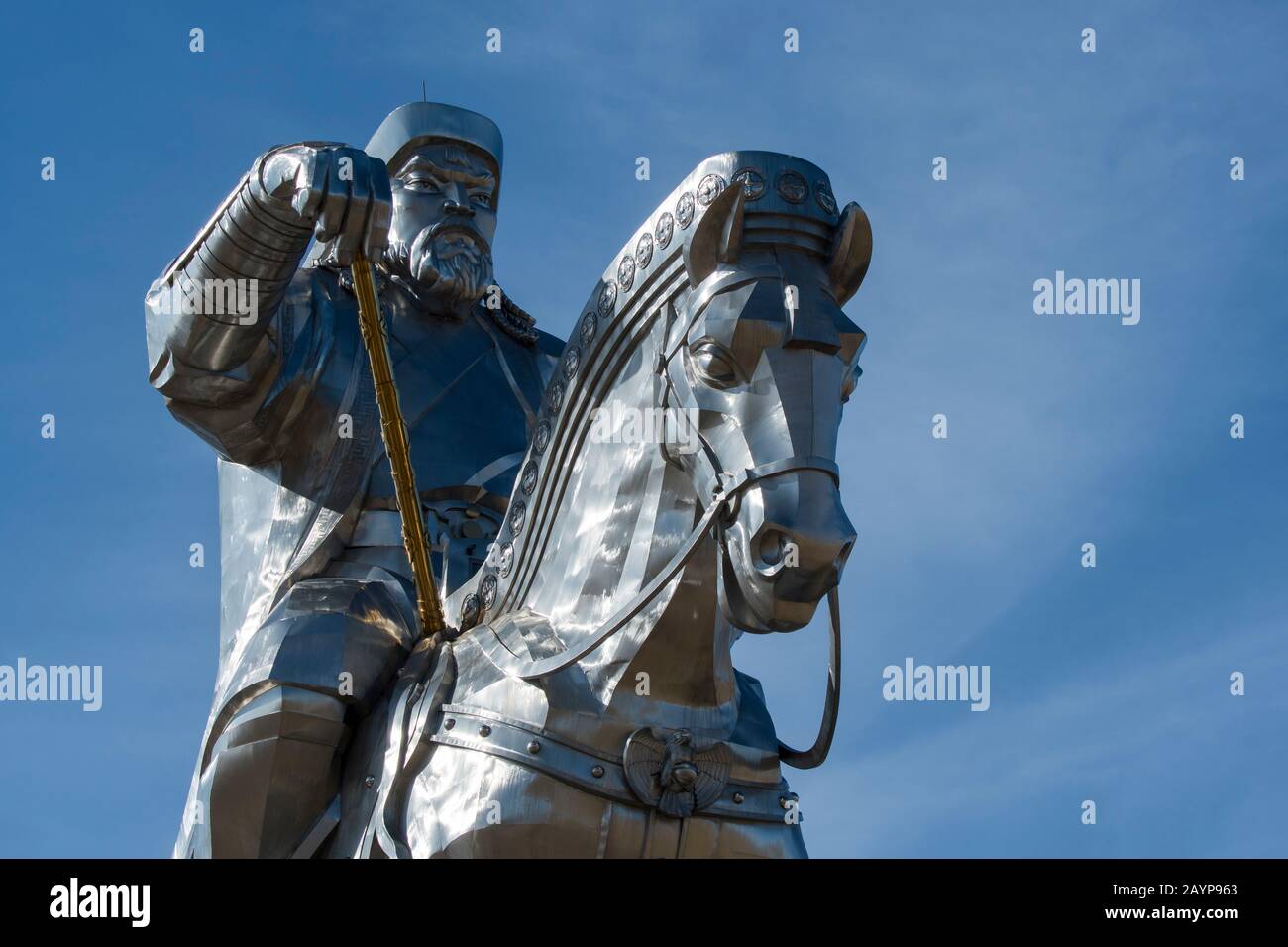 Close-up of the Genghis Khan Equestrian Statue (130 feet tall), which ...