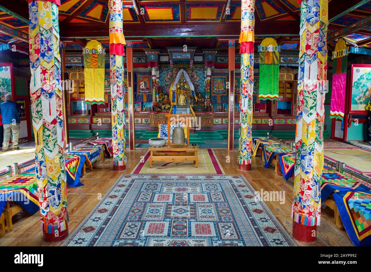 The inside of the Ariyabal Meditation temple in Gorkhi Terelj National ...