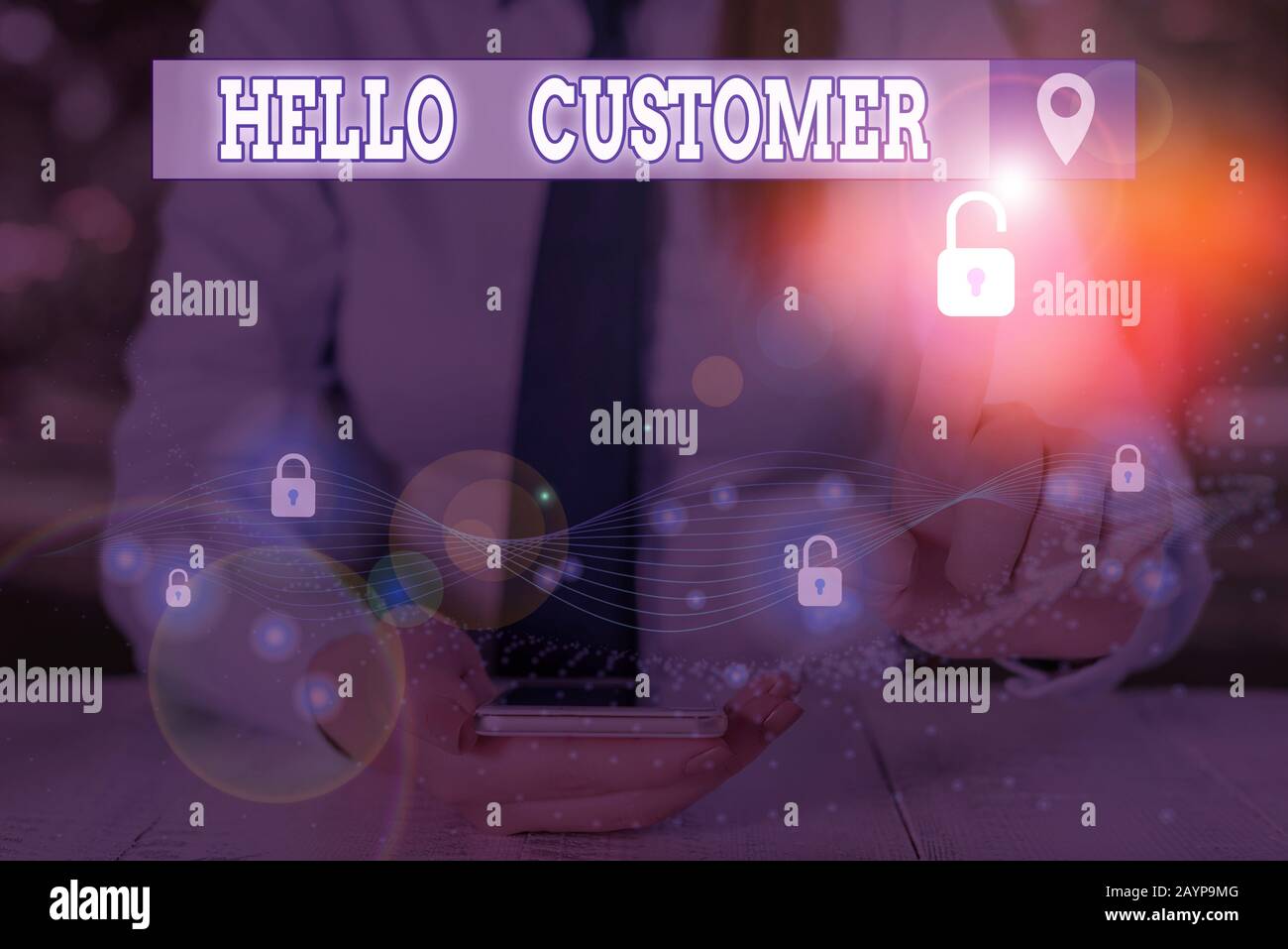 Text sign showing Hello Customer. Business photo showcasing greeting ...