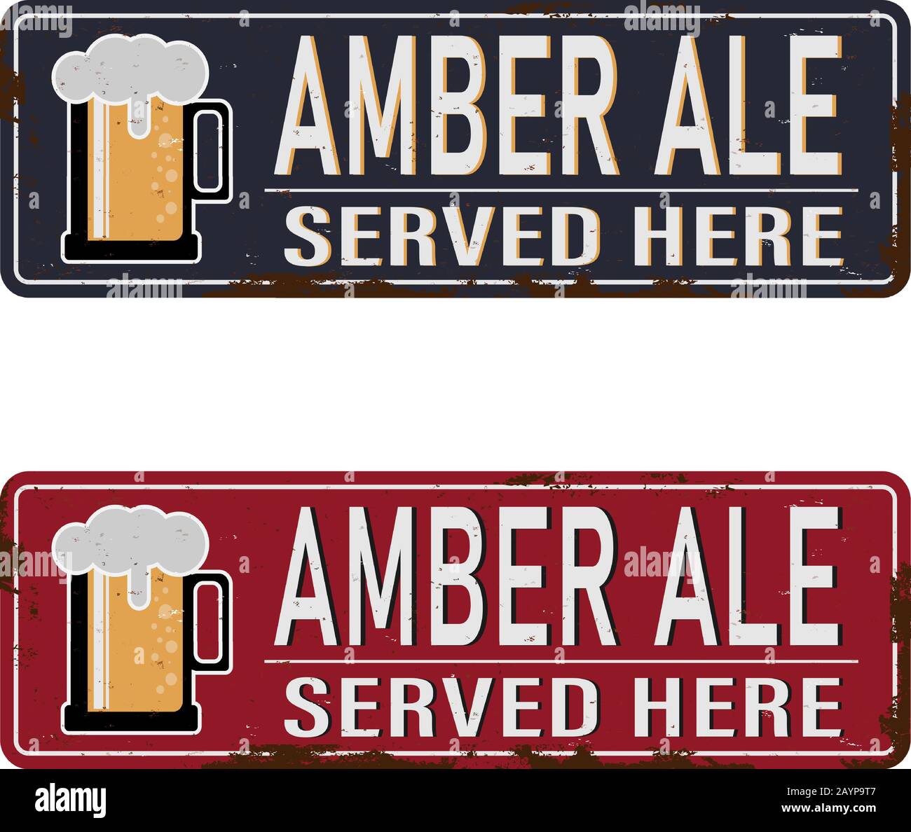 Amber beer vintage rusty metal sign on a white background, vector ...