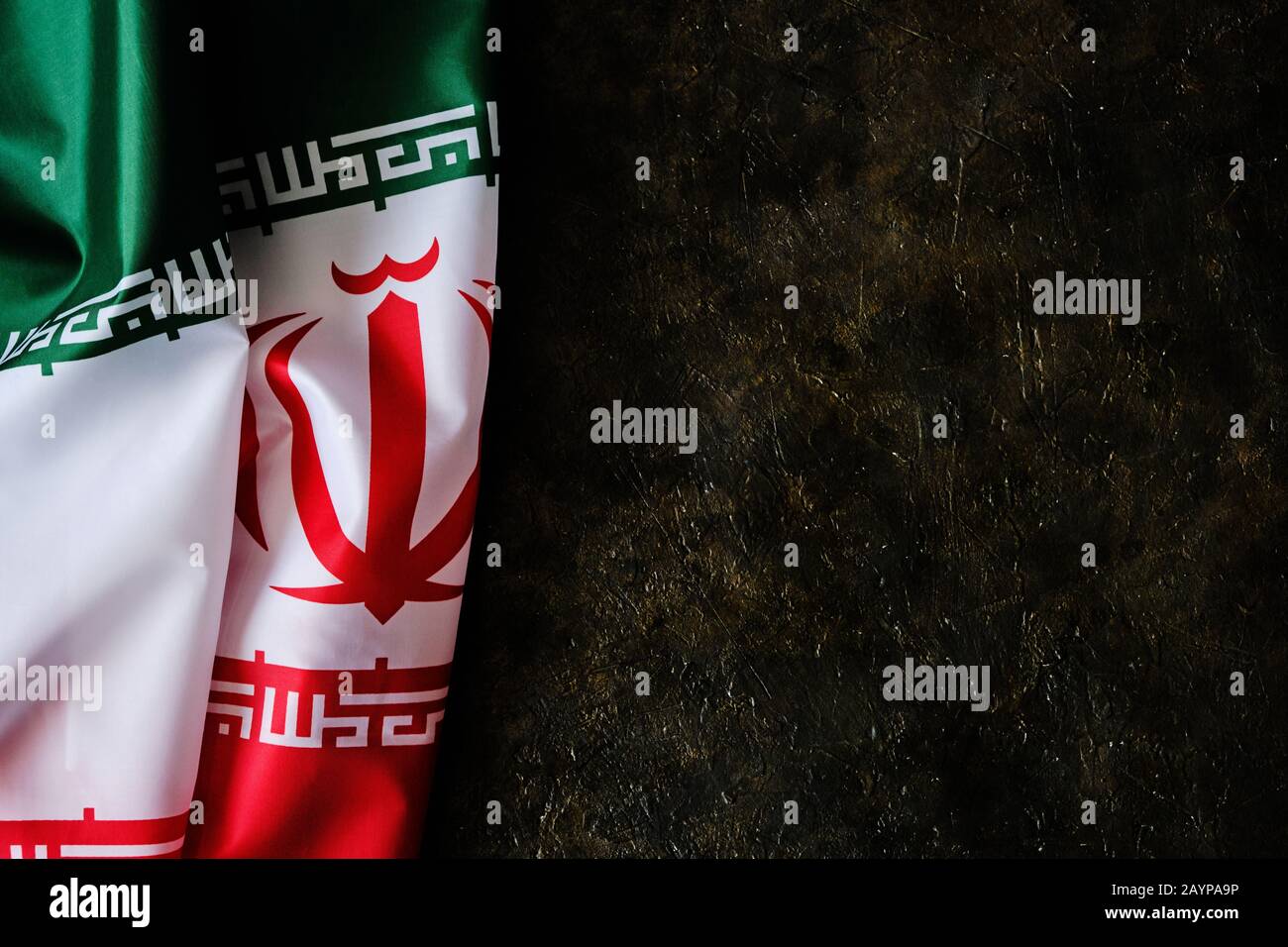 National flag of Iran on a dark background with space for text Stock ...