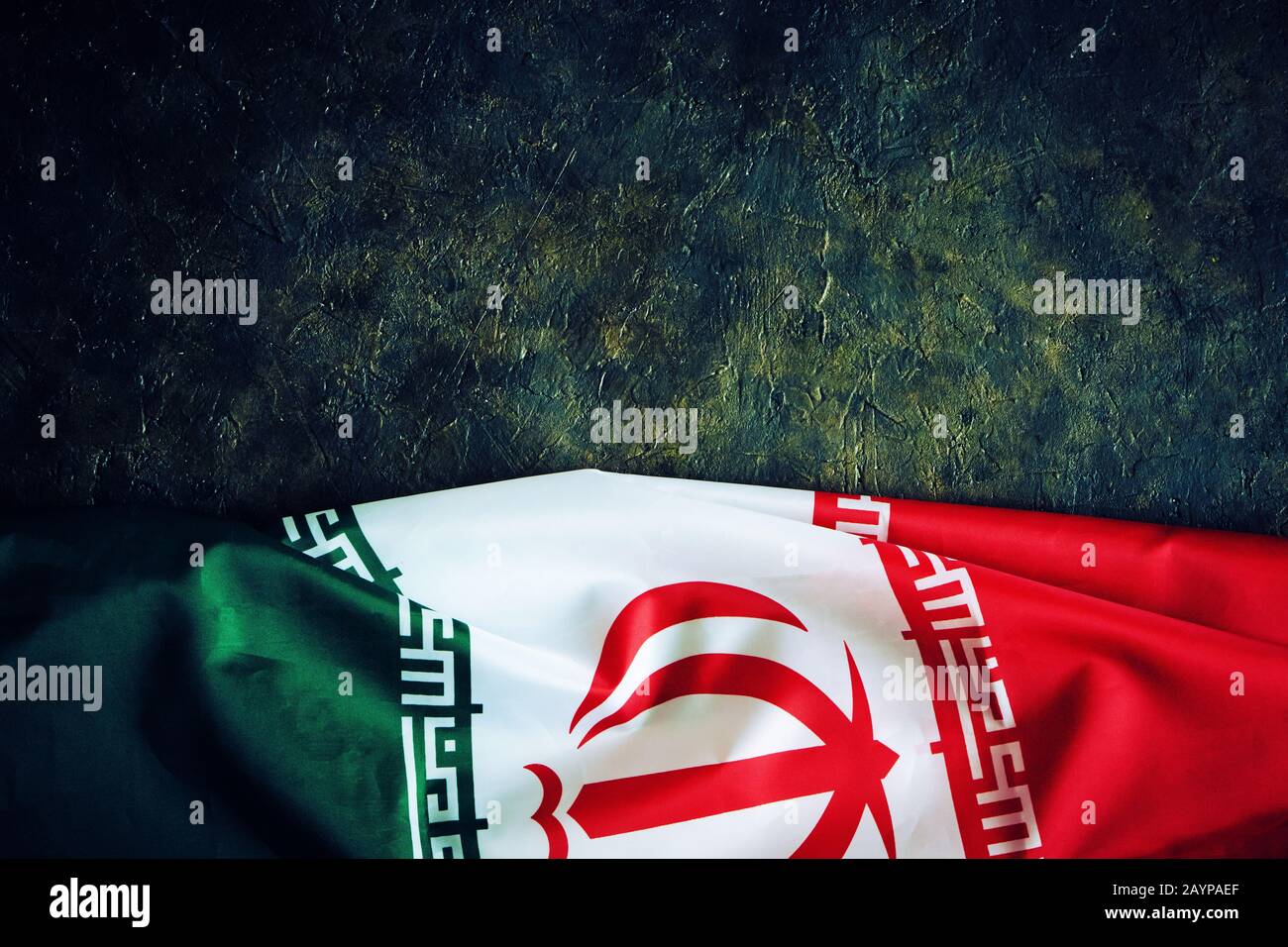 National flag of Iran on a dark background with space for text Stock ...