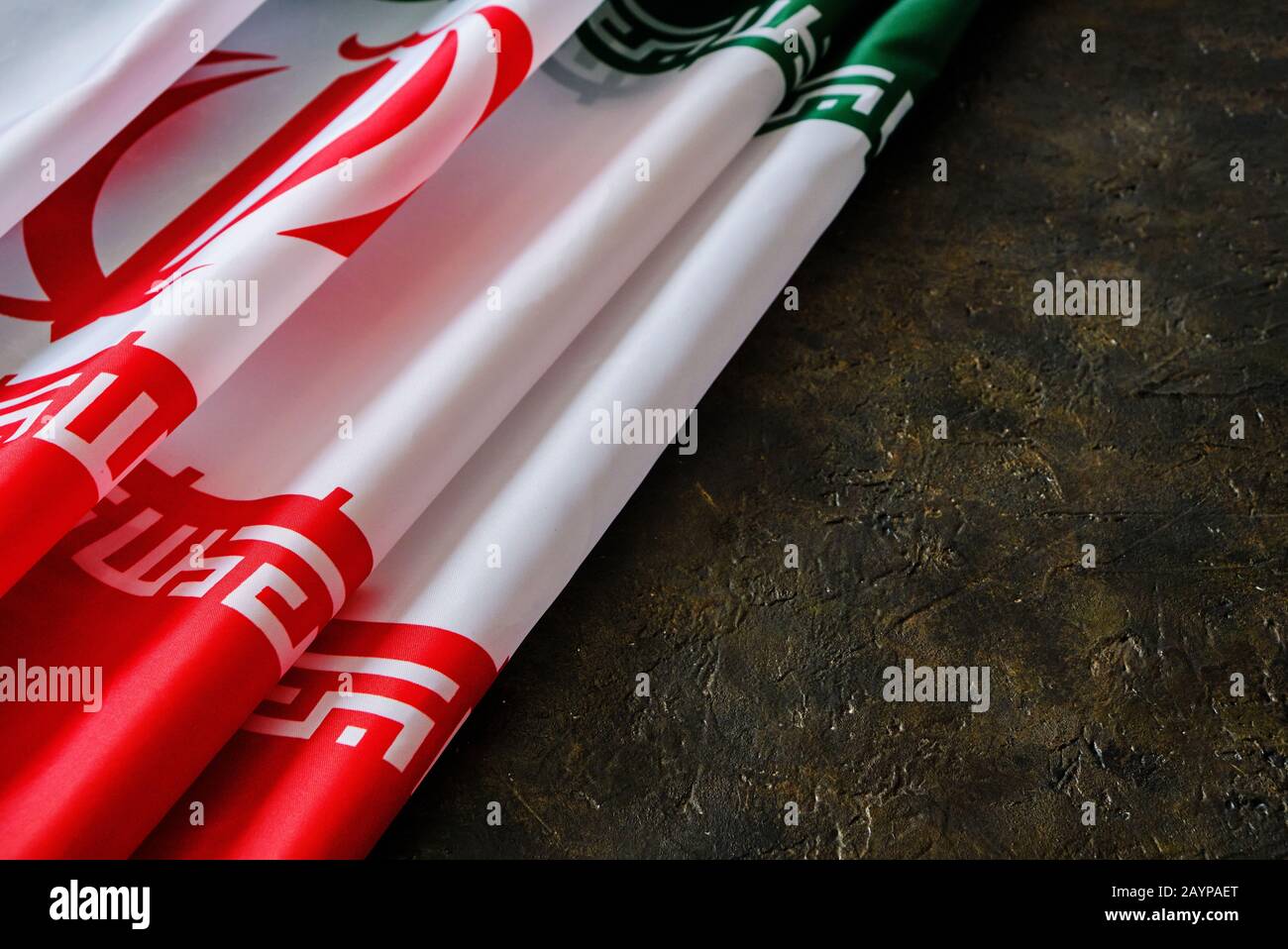 National flag of Iran on a dark background with space for text Stock ...