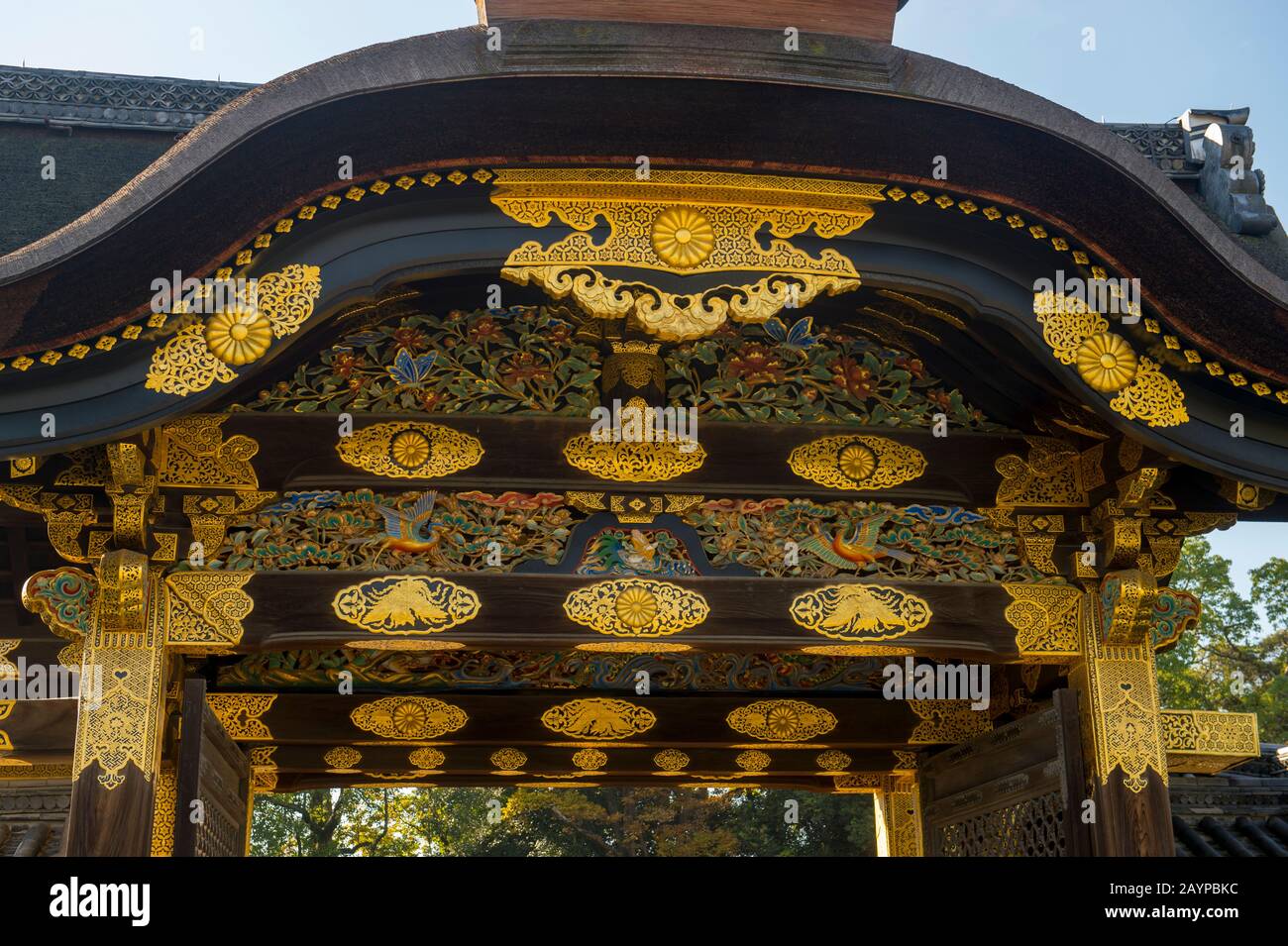 Detail of the Karamon main gate to Ninomaru Palace of the Nijo Castle ...