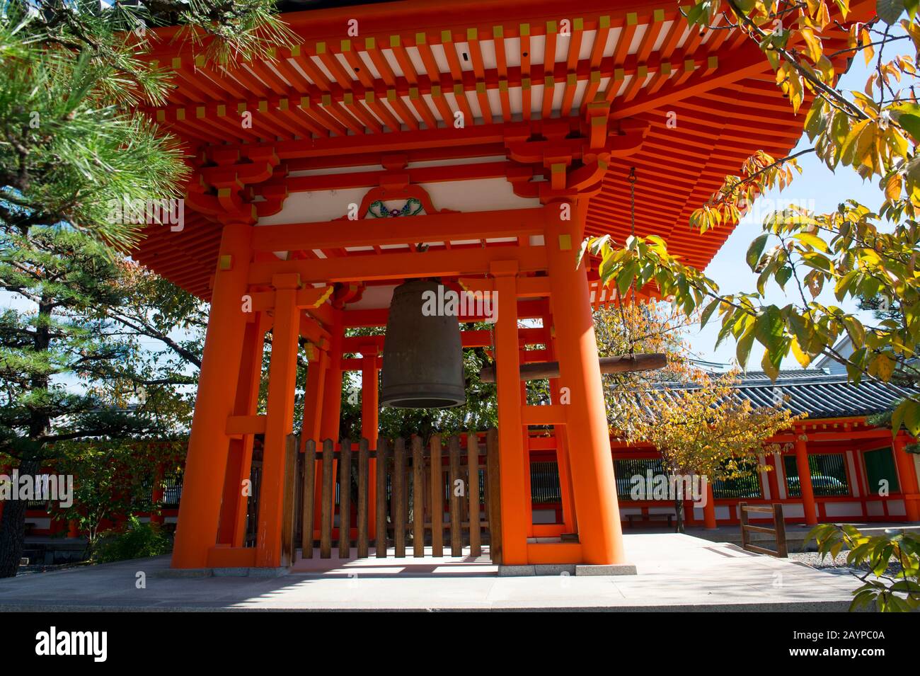 The bell tower at the Sanjusangendo Temple in Kyoto, Japan Stock Photo ...