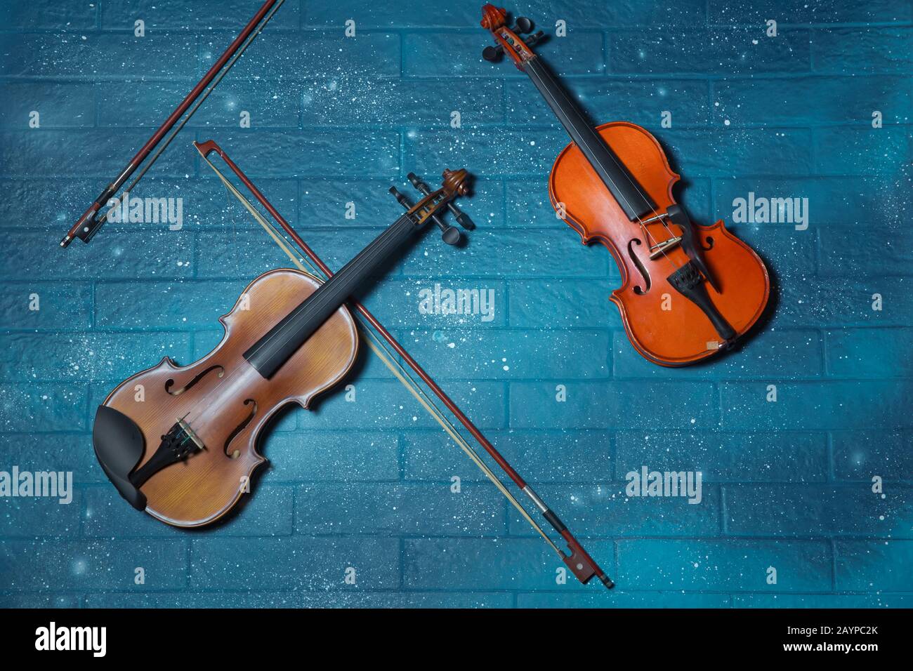 Classical music concert poster with orange color violin on blue ...