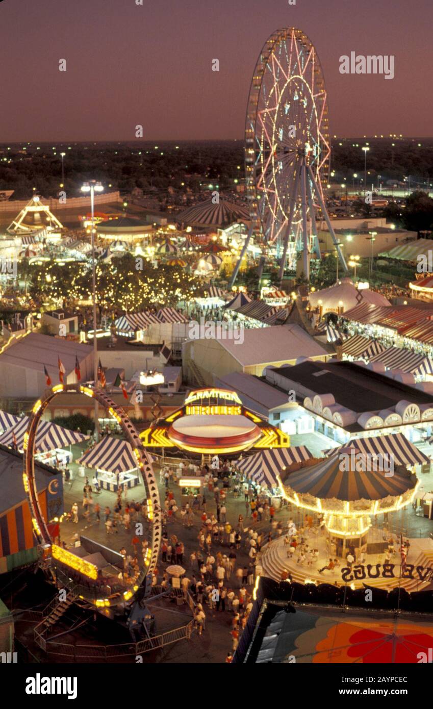Dallas, Texas: Overview of State Fair at night. ©Bob Daemmrich Stock ...