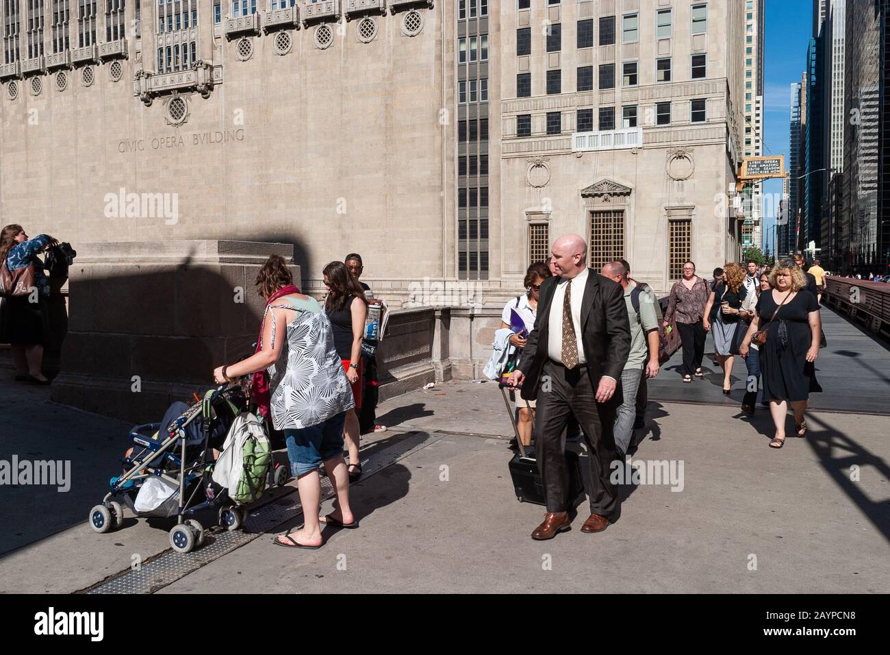 Pedestrian commuters during rush hour in the Chicago Loop Stock Photo ...