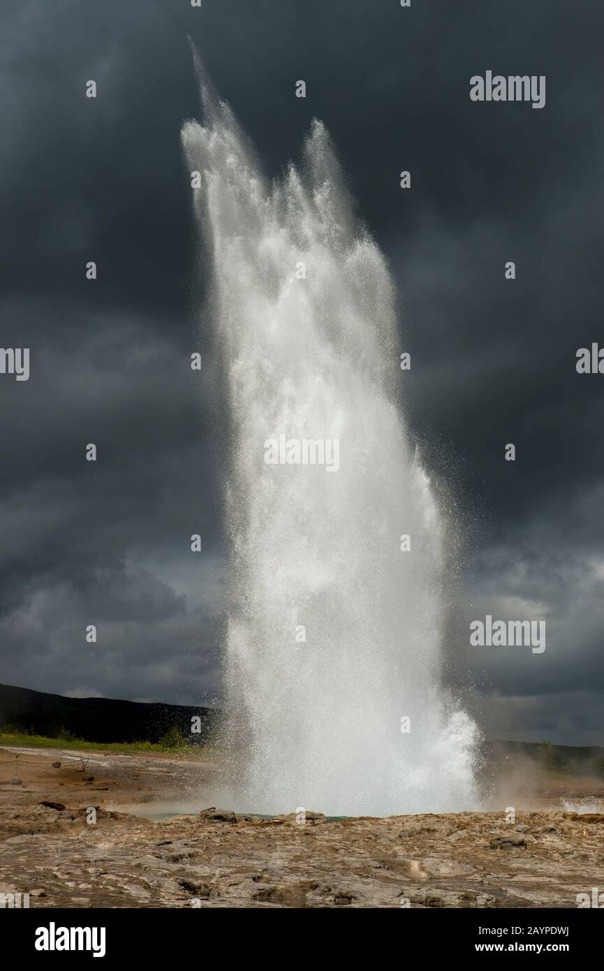 A sequence of the eruption of Strokkur, one of Iceland?s most famous ...