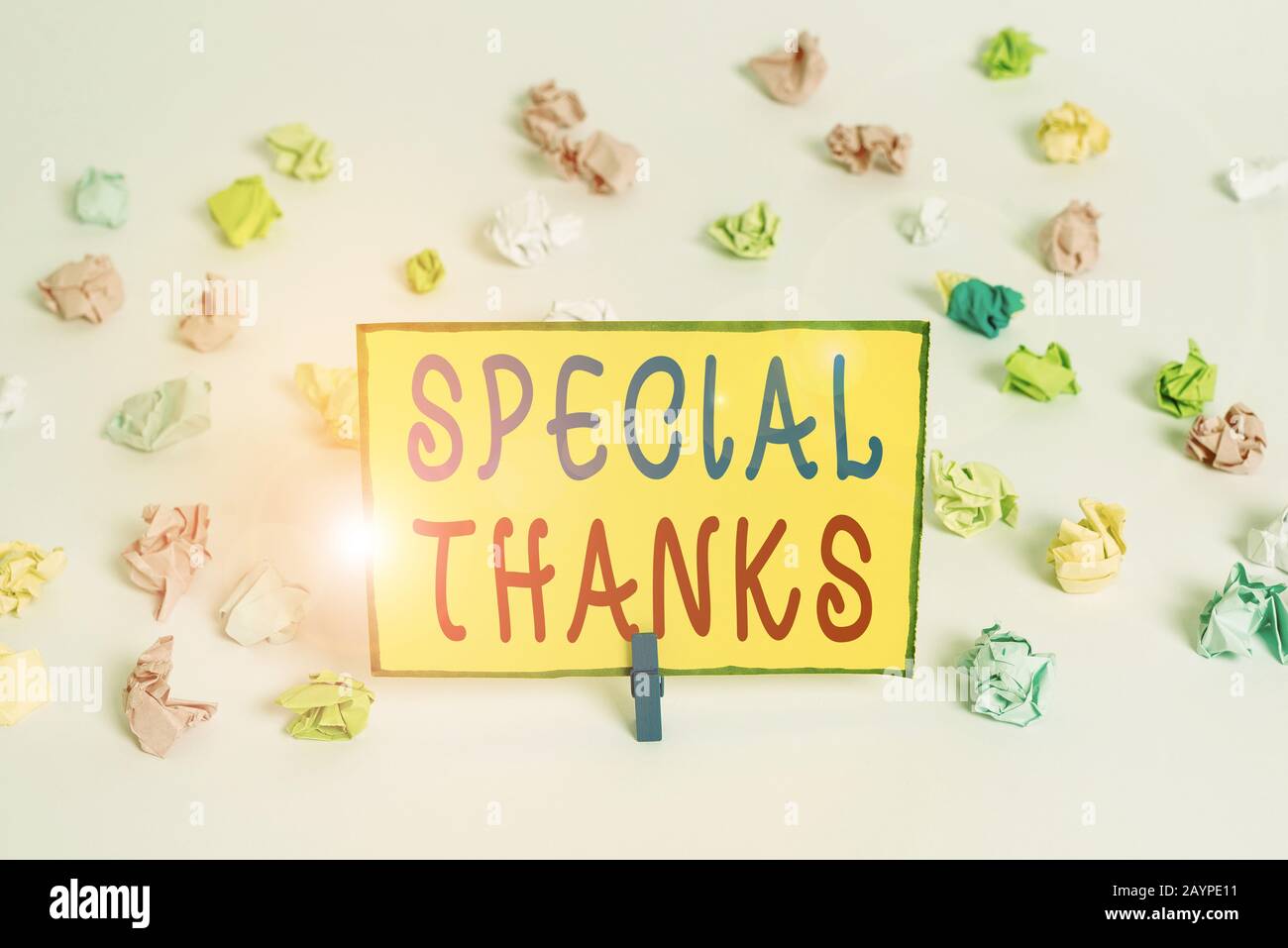 Writing note showing Special Thanks. Business concept for expression of ...