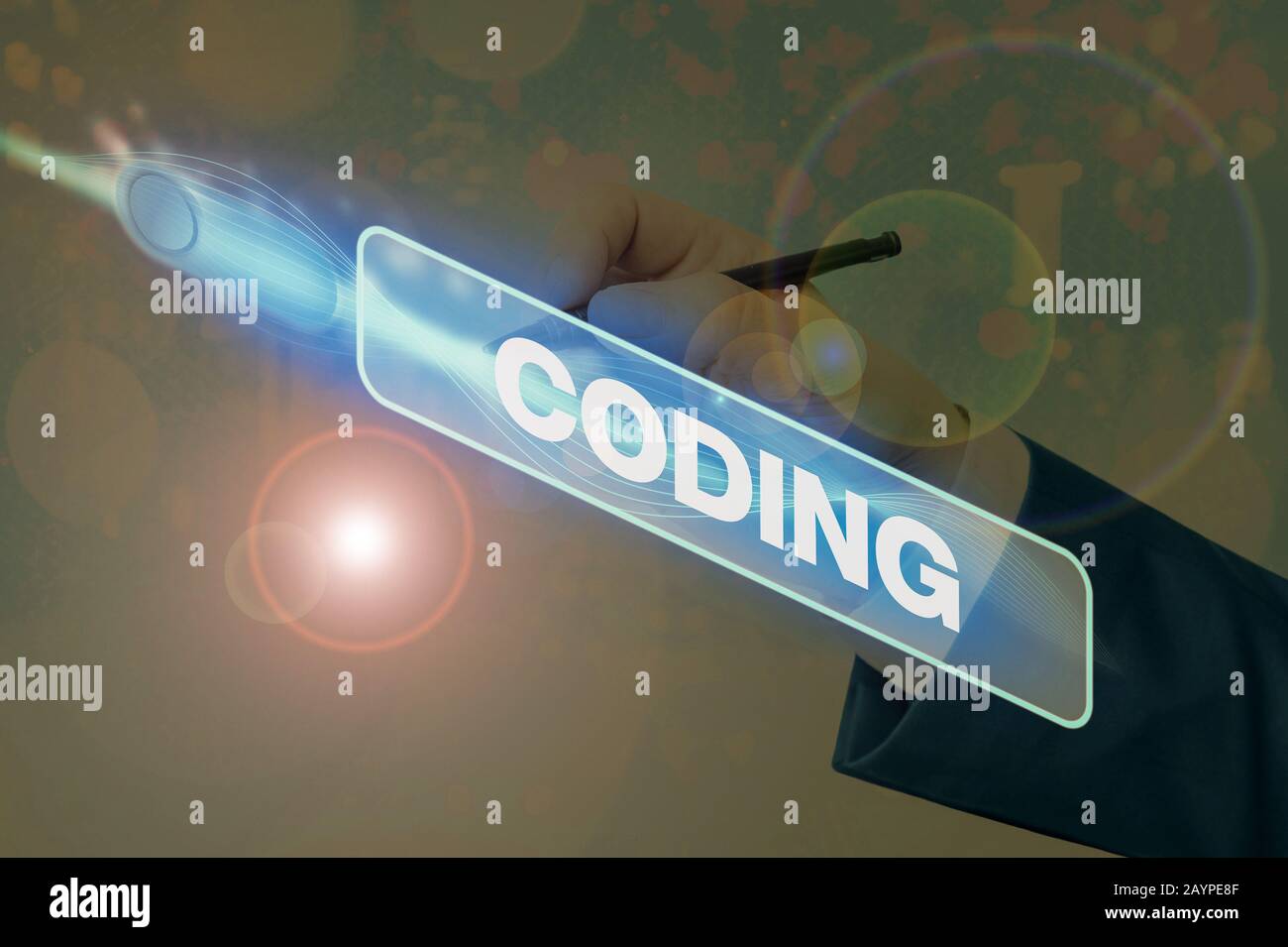Text sign showing Coding. Business photo showcasing assigning code to something for ...