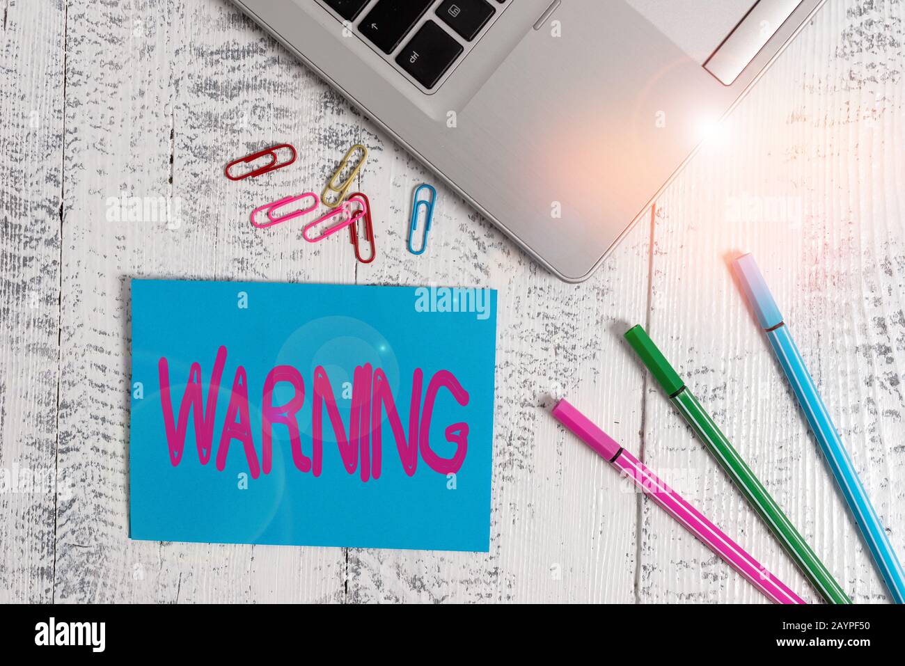 Word writing text Warning. Business photo showcasing Advice Sign for ...