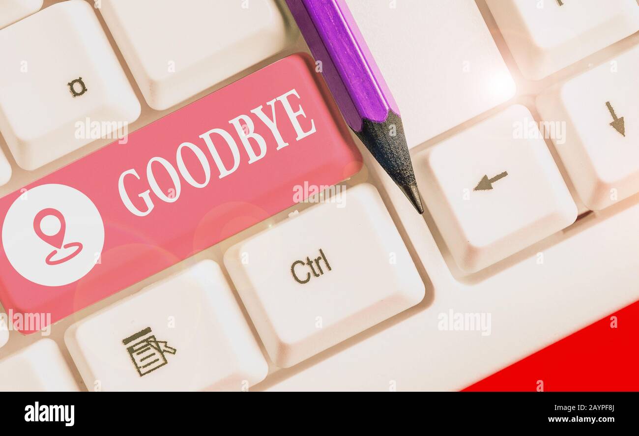 Text sign showing Goodbye. Business photo text used to express good ...