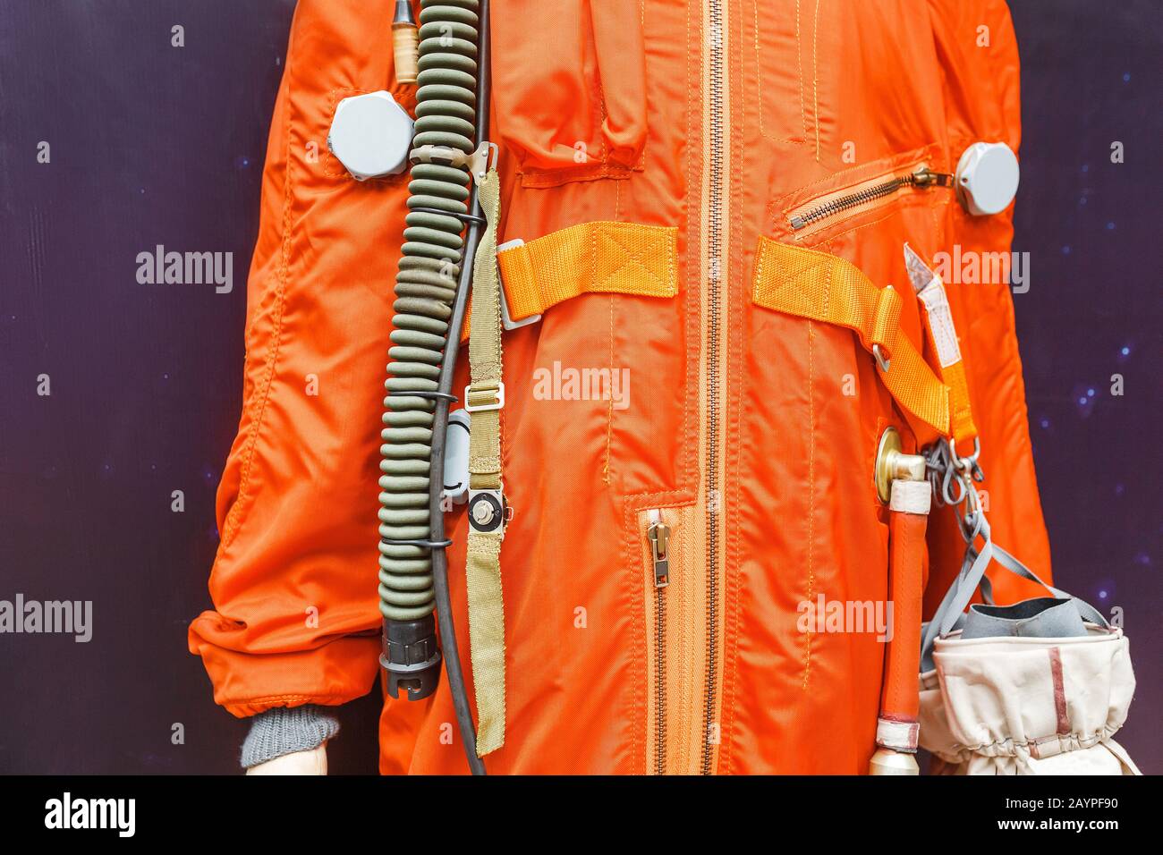 Orange space suit at cosmos and astronaut exhibition Stock Photo - Alamy