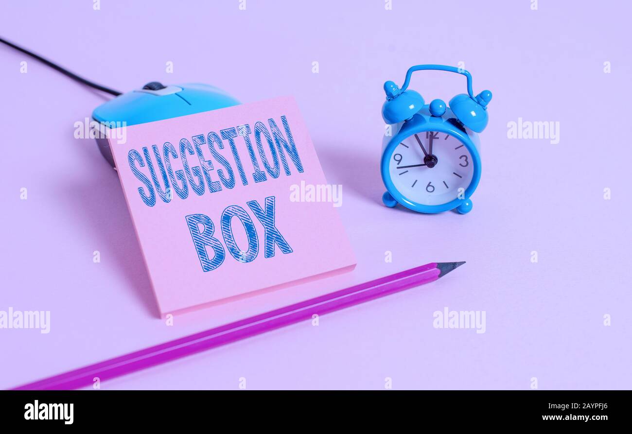 Word writing text Suggestion Box. Business photo showcasing container ...