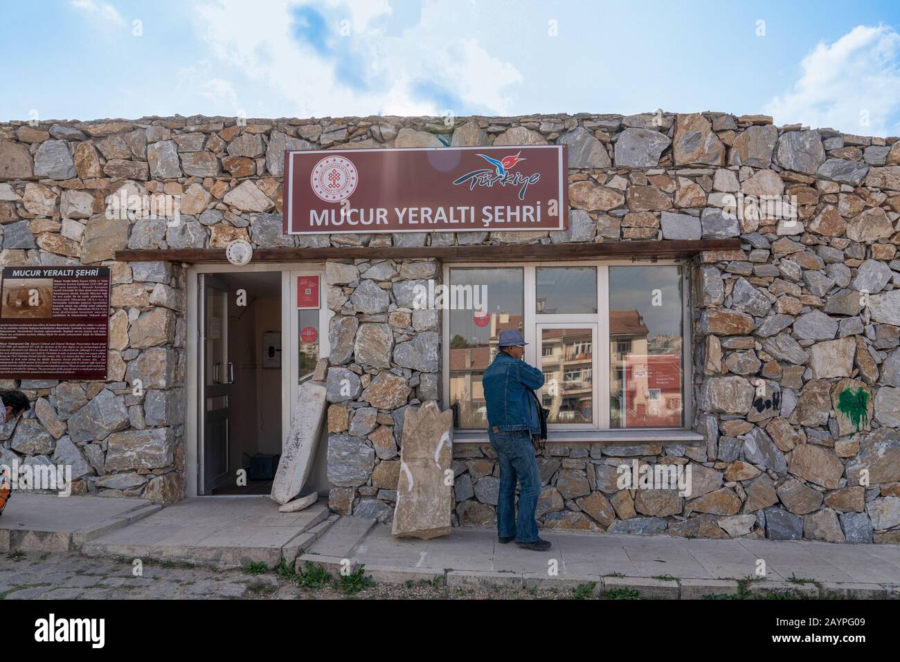 Kirsehir /Turkey-October 24 2019: Facade of Mucur underground city ...