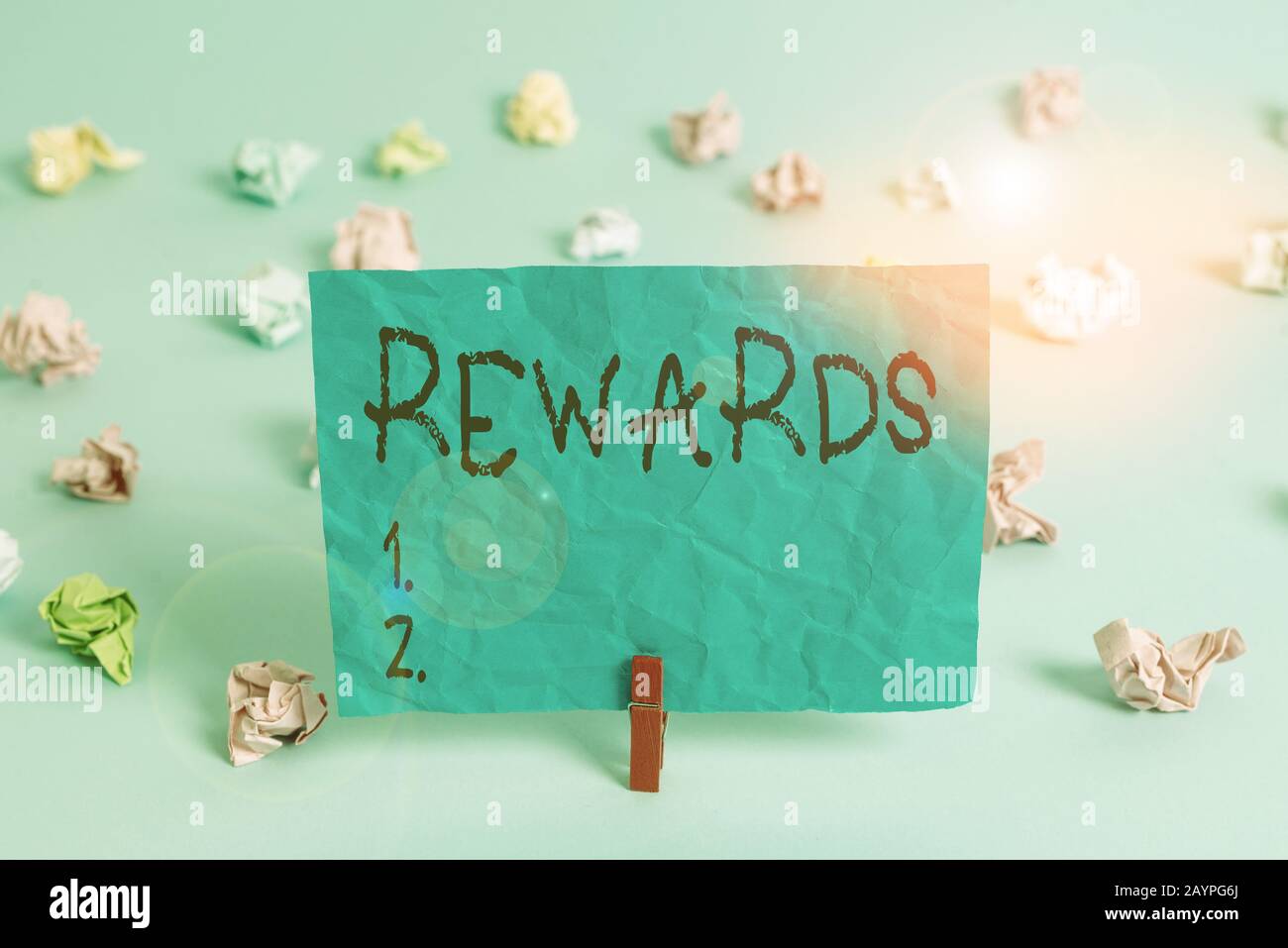 Handwriting text writing Rewards. Conceptual photo Given in recognition ...