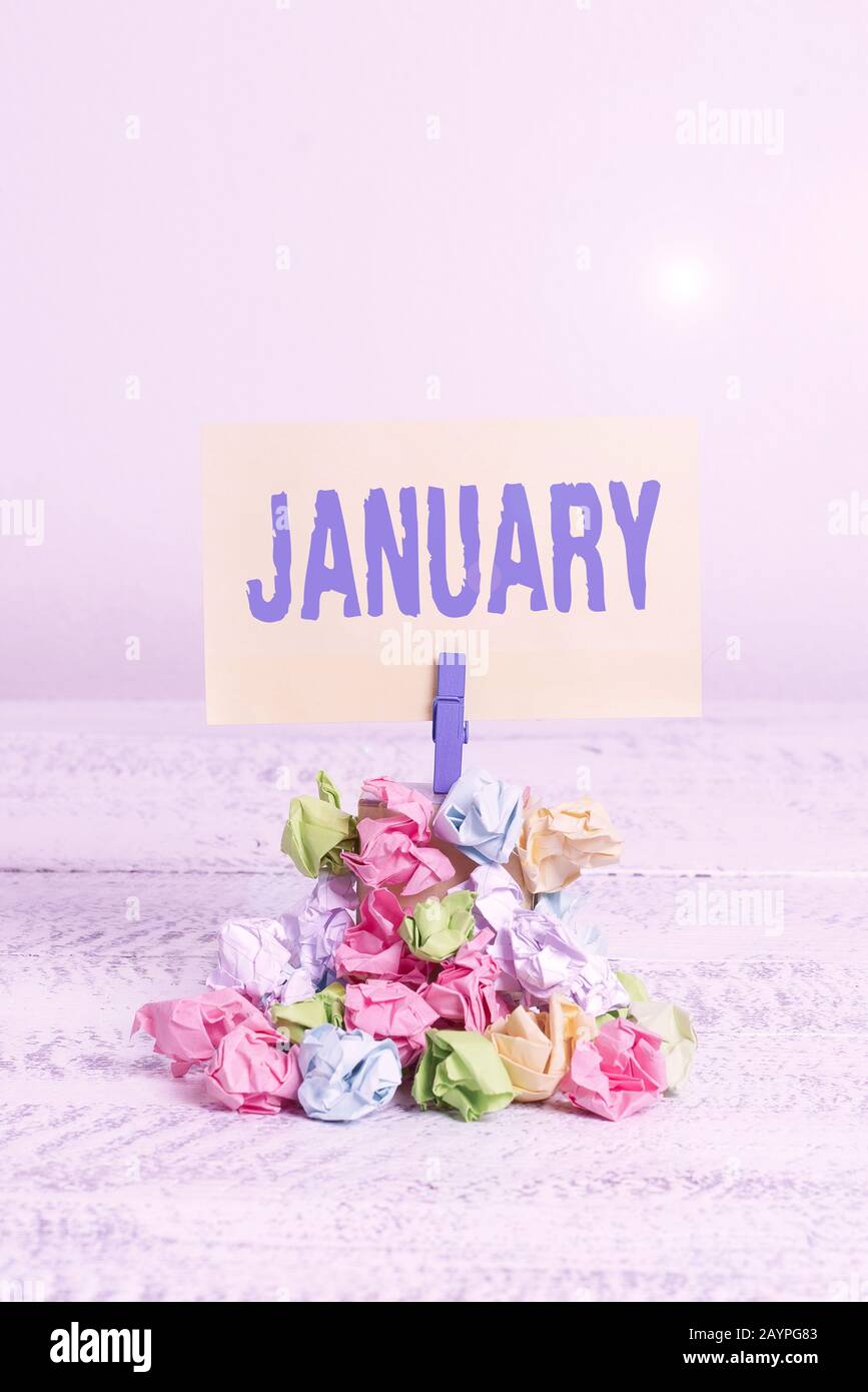 Handwriting text writing January. Conceptual photo first month of the ...