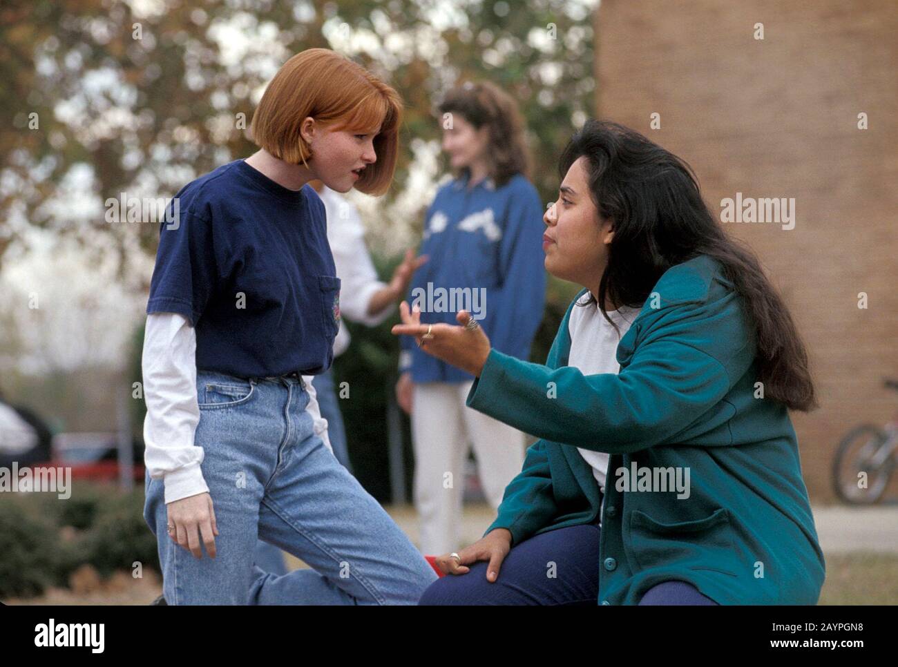 Austin, Texas: High school girls having an argument outside of school ...