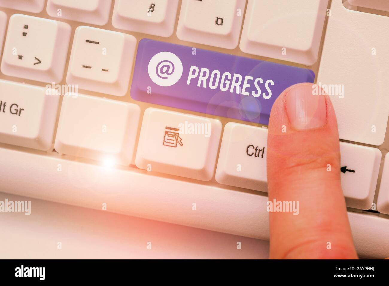 Text sign showing Progress. Business photo text development towards an ...