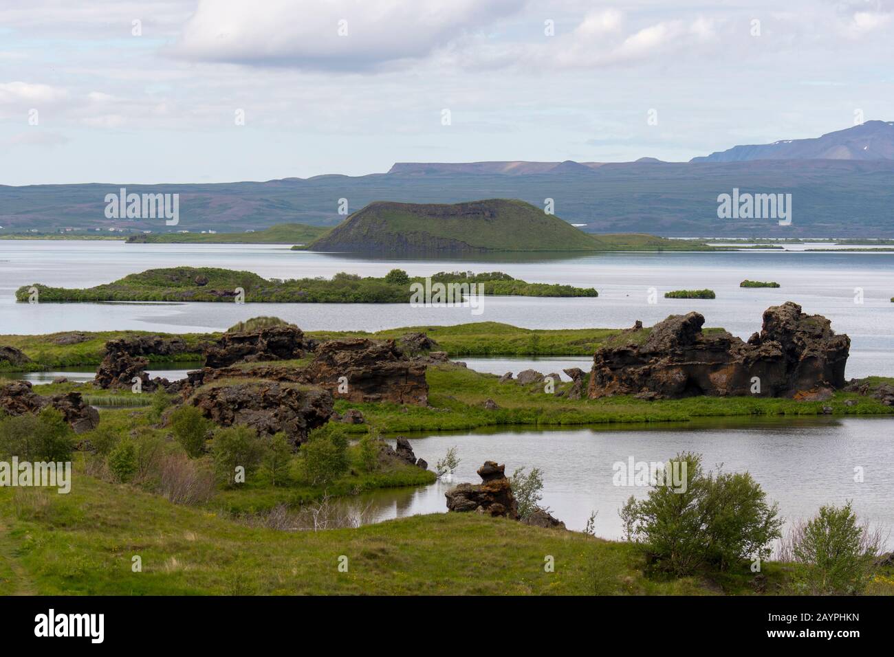View of Lake Myvatn in Northeast Iceland Stock Photo - Alamy