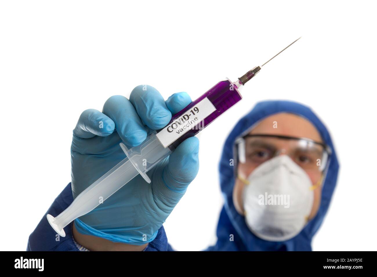 Vaccine syringe medical face hi-res stock photography and images - Alamy