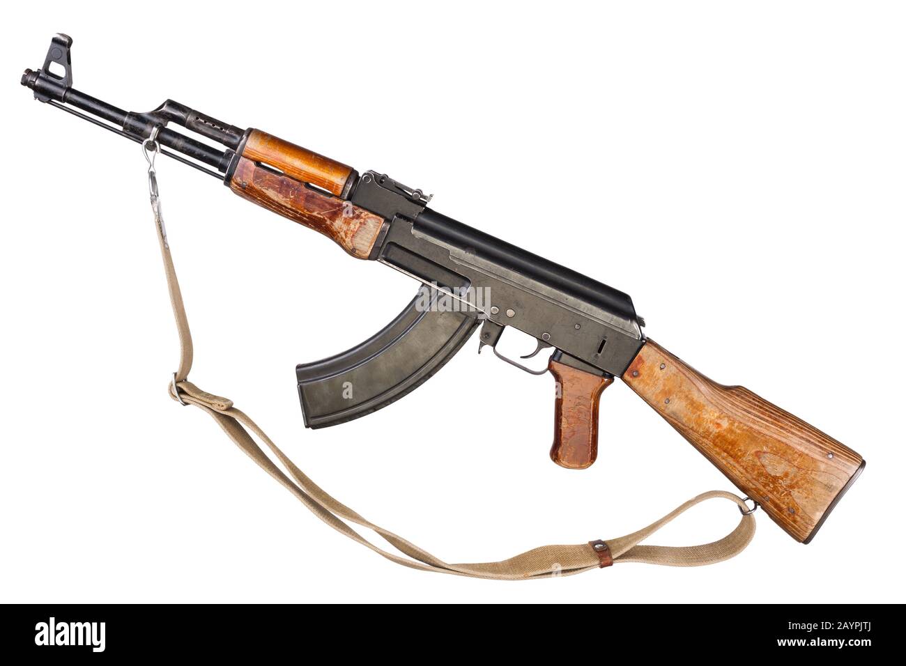 Rare first type model AK - 47 assault rifle isolated on white Stock ...