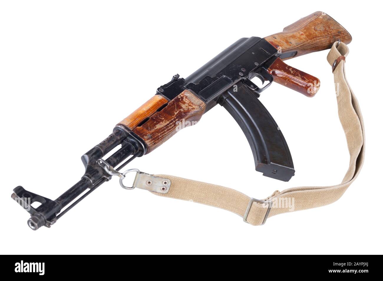 Rare first type model AK - 47 assault rifle isolated on white Stock ...