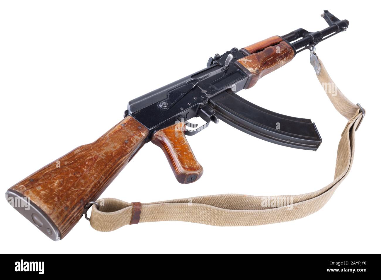 Rare first type model AK - 47 assault rifle isolated on white Stock ...