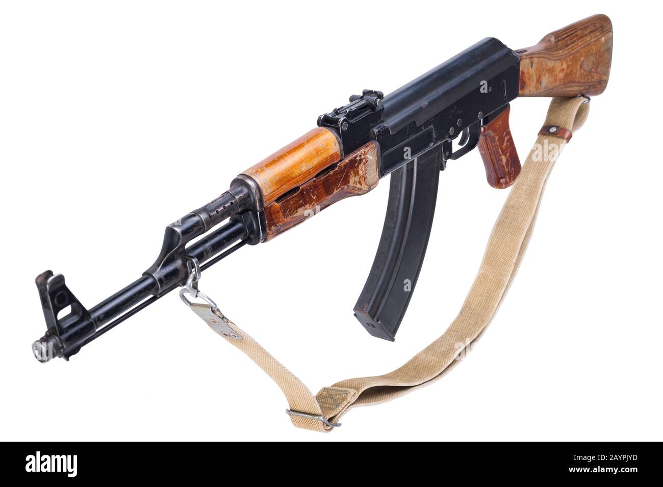 Rare first type model AK - 47 assault rifle isolated on white Stock ...