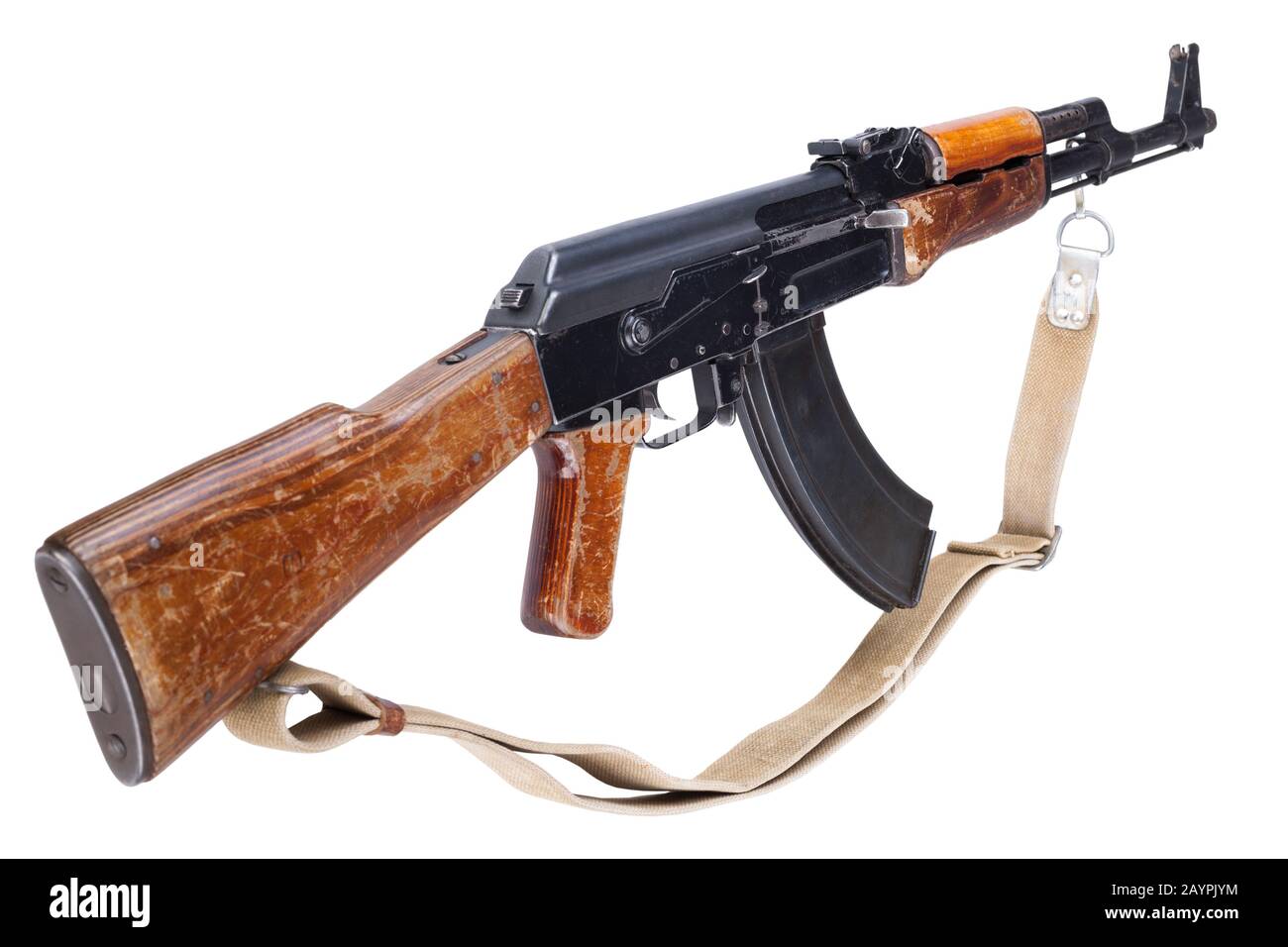 Rare first type model AK - 47 assault rifle isolated on white Stock ...