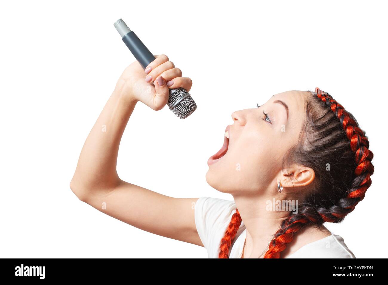 Indian girl microphone Cut Out Stock Images & Pictures - Alamy