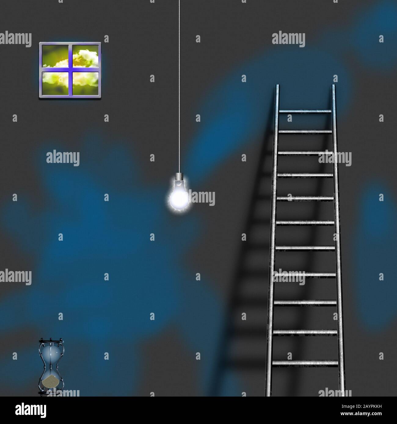 Room with hourglass and ladder Stock Photo - Alamy