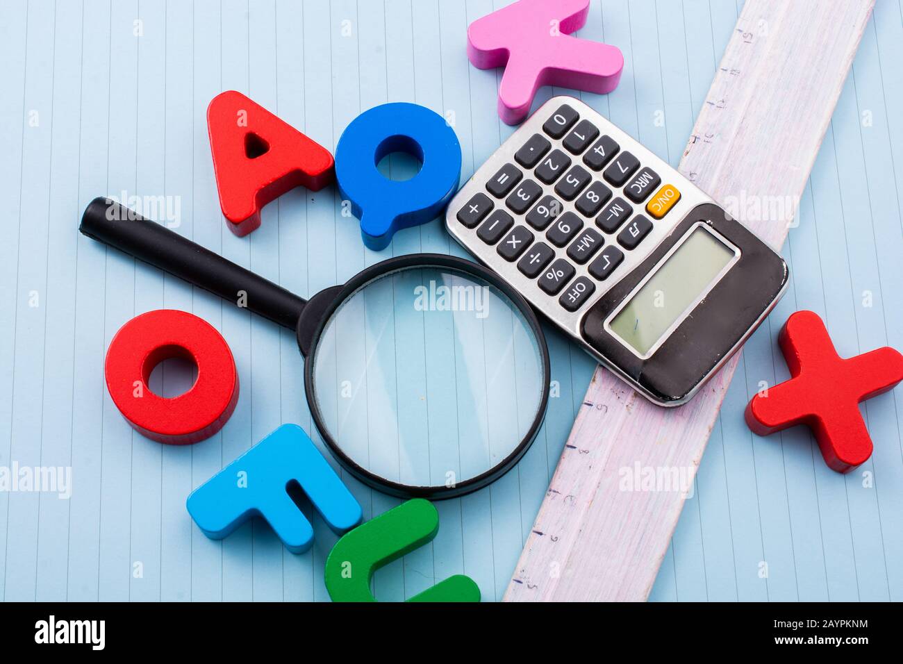 Education concept by School items and colorful wooden letters Stock ...