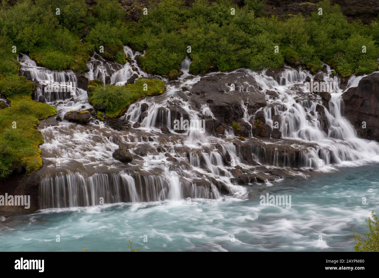View of Hraunfossar (Lava Falls) in west Iceland are beautiful and ...
