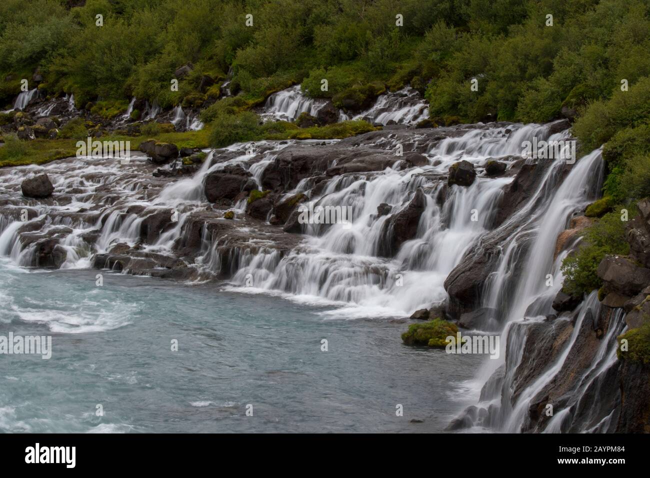 View of Hraunfossar (Lava Falls) in west Iceland are beautiful and ...
